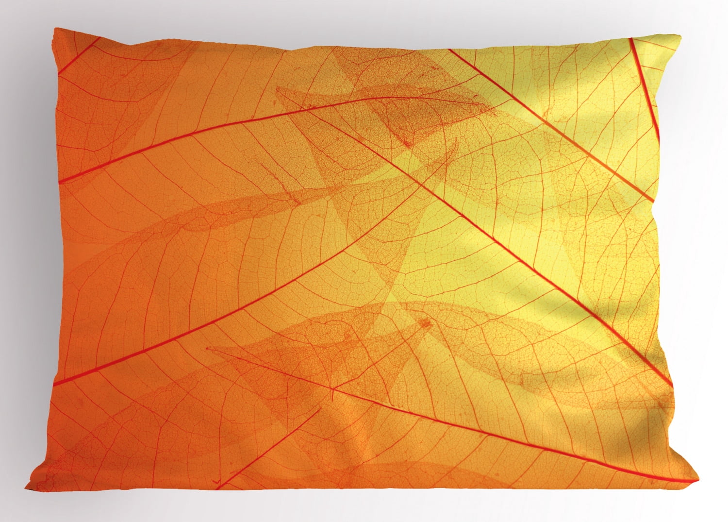 Orange Pillow Sham Autumn Nature Fall Season Themed Dried Leaves ...