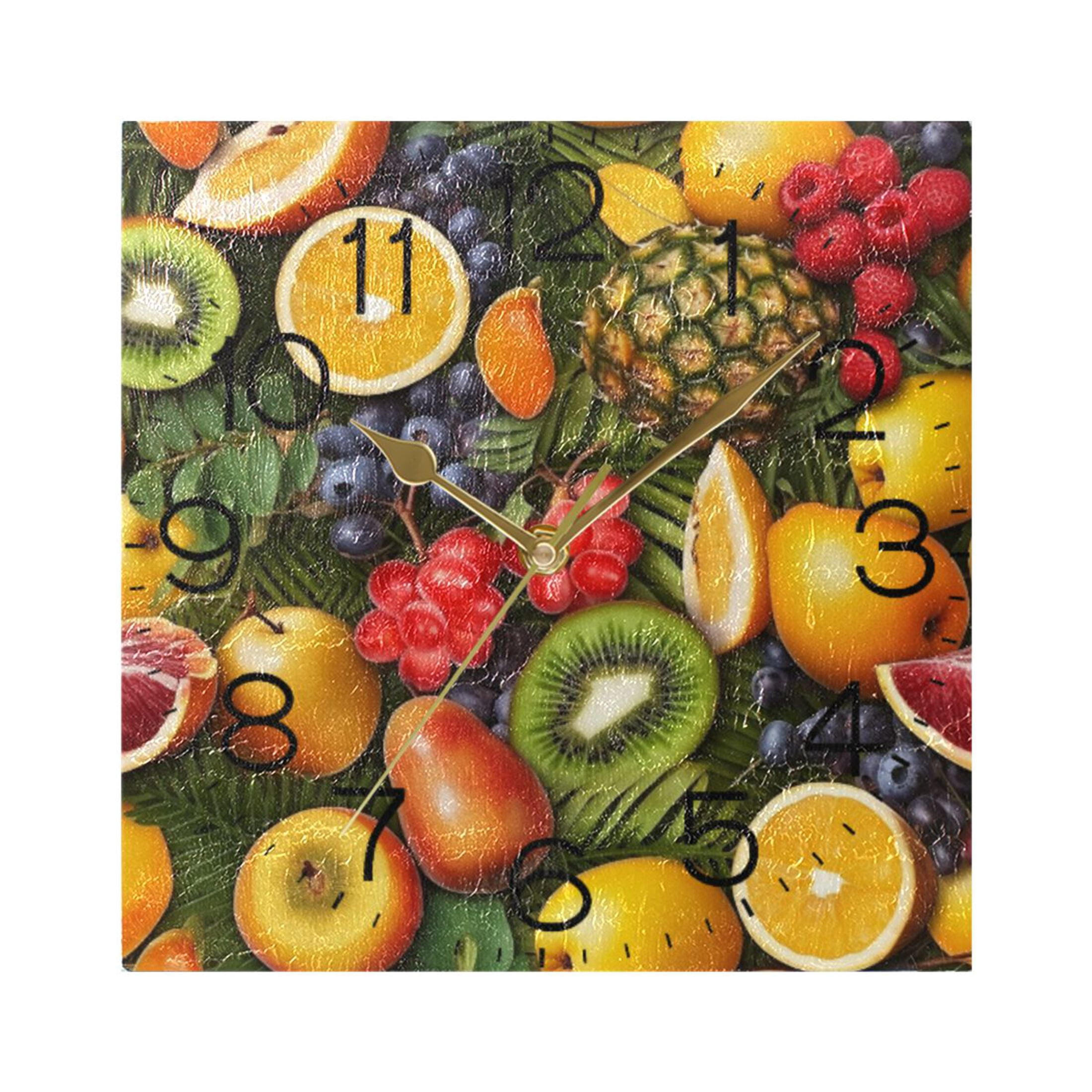 Orange Pineapple Pear Wall Clock 7.78" Non-Ticking Silent Battery ...