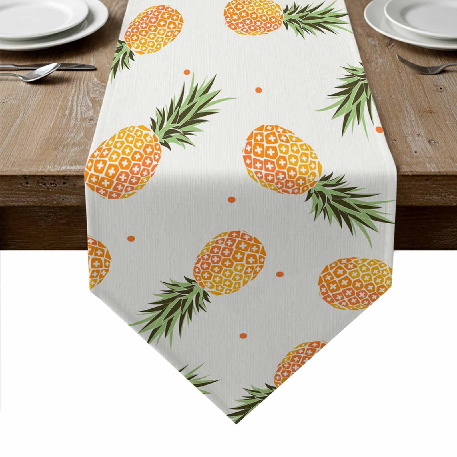 Orange Pineapples Table Runner Linen Burlap Table Runner 72 Inches Long ...
