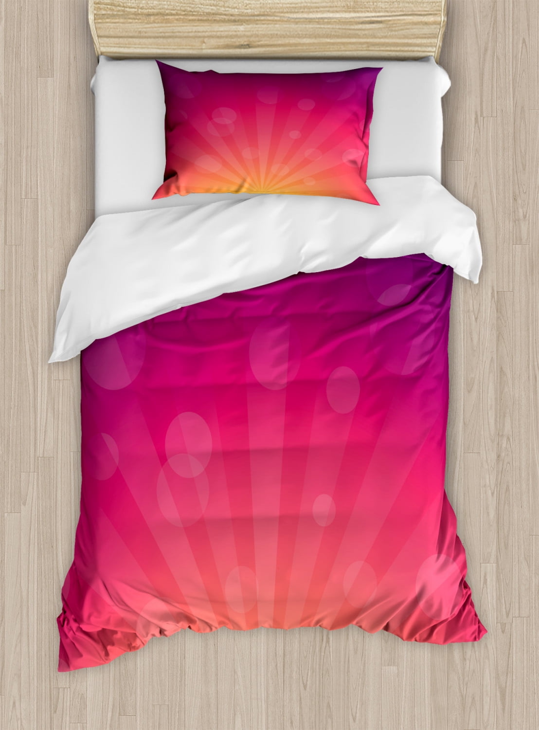 Orange and Pink Duvet Cover Set Twin Size, Ombre Inspired Background ...