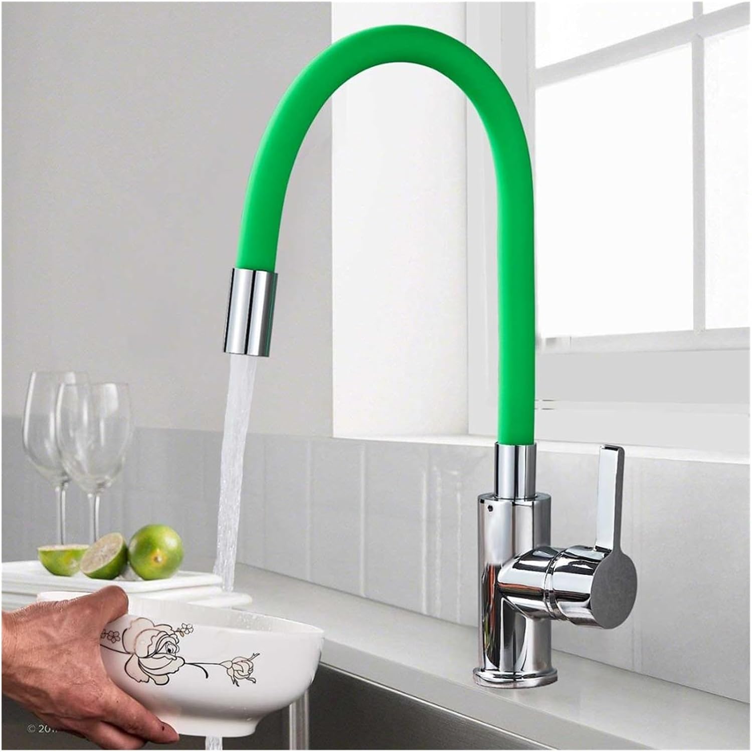 Orange Pipe Flexible Neck Kitchen Sink Faucet Chrome Universal Pipe Hot ...