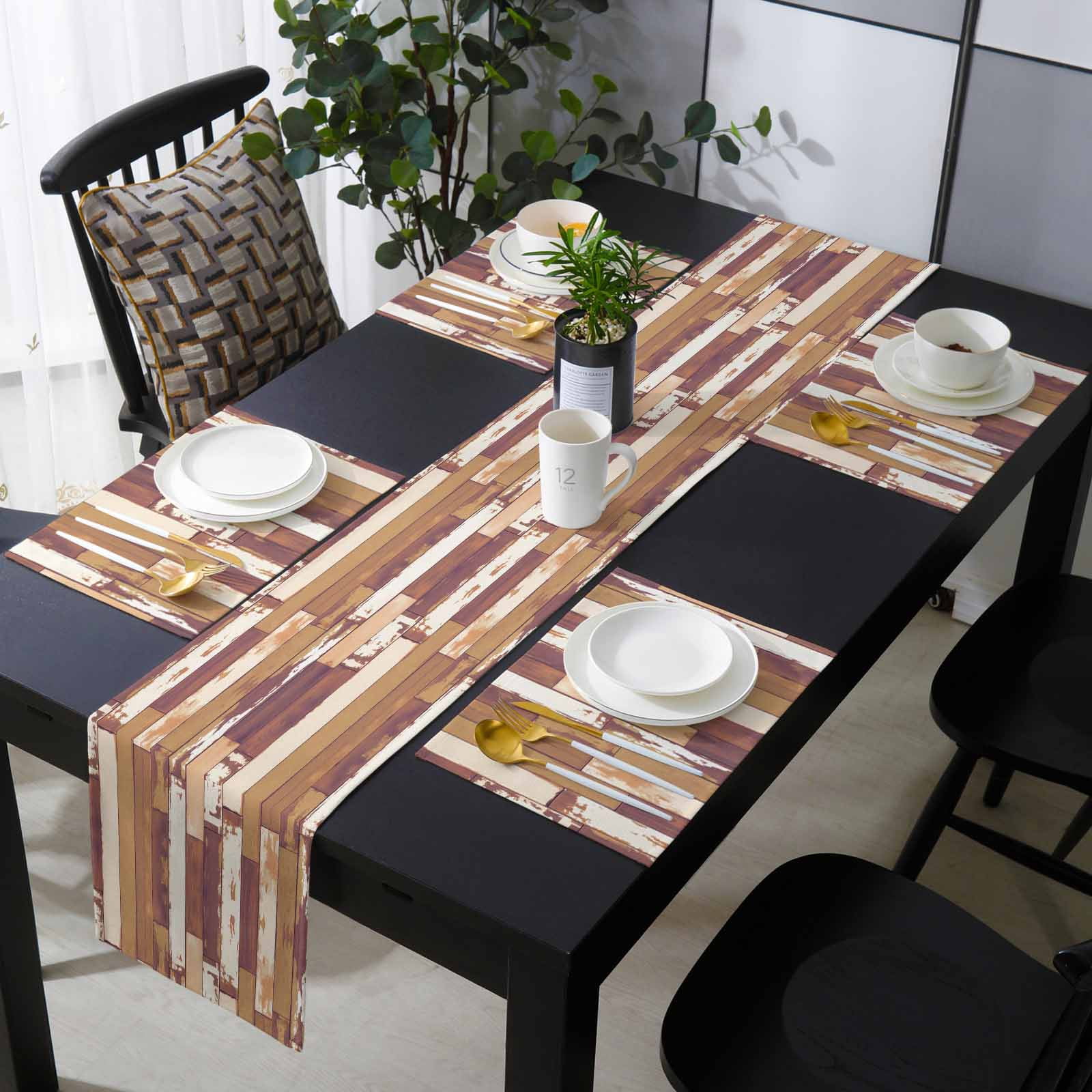 Orange Placemats Set of 6 with 90 Inches Long Table Runners,Rustic ...