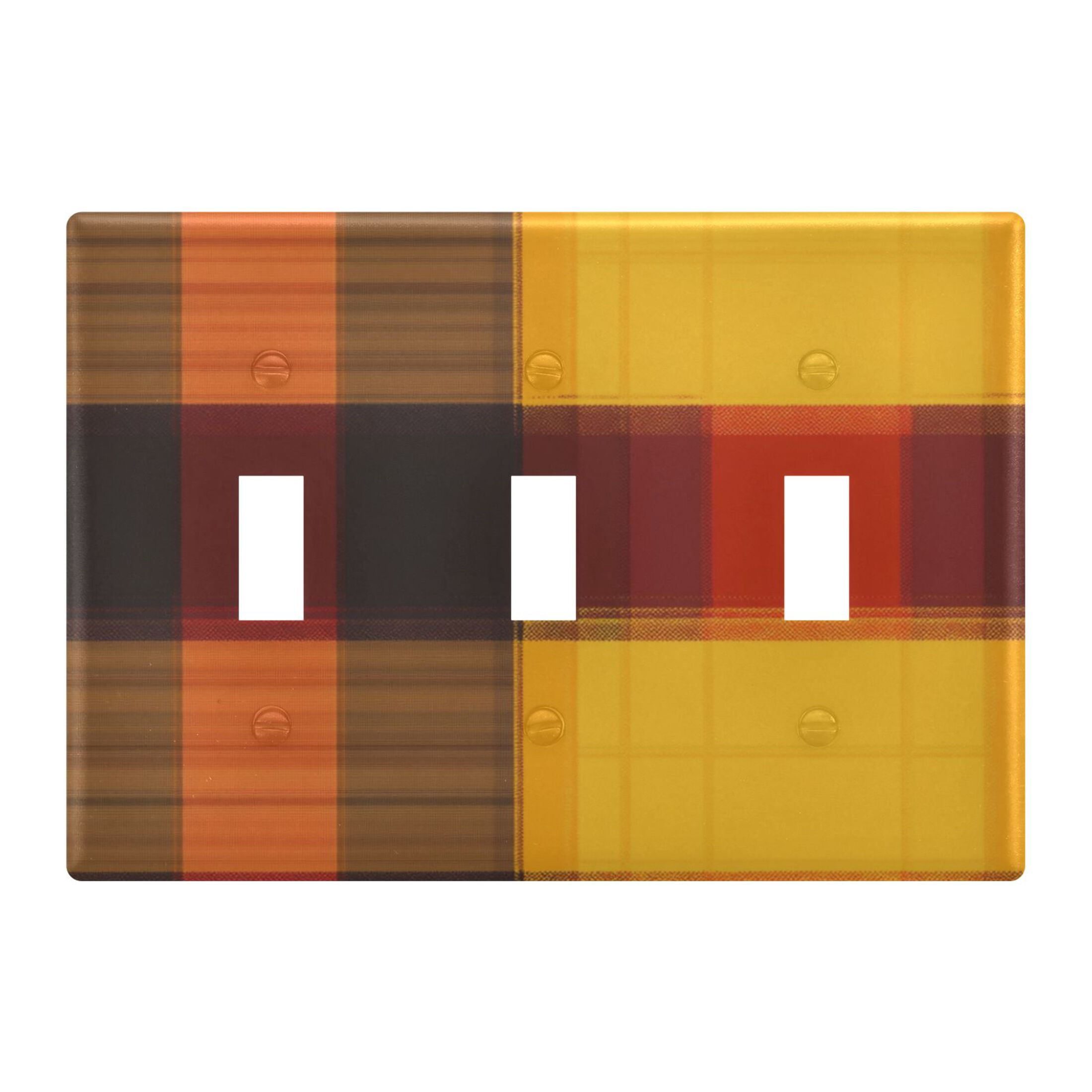 Orange Plaid Pattern Light Switch Cover Decorative 3 Gang Wall Plate ...