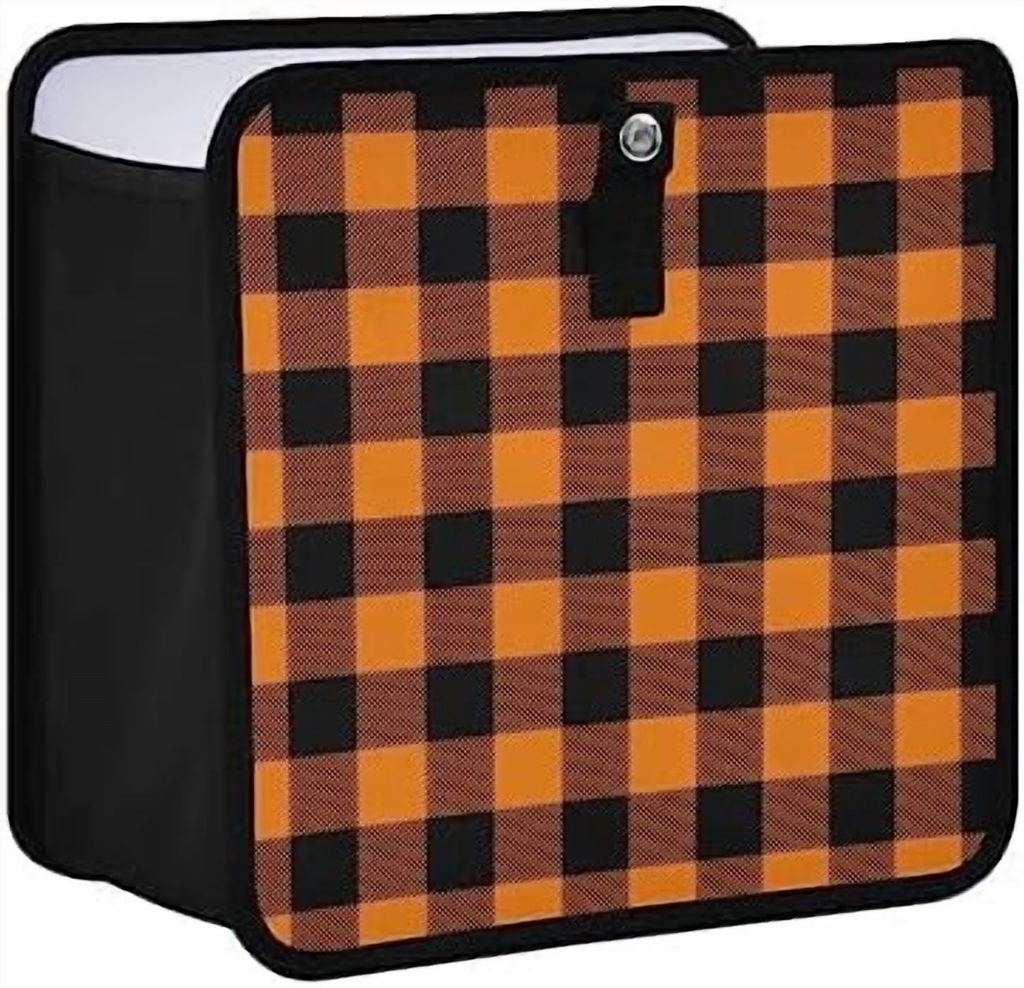 Orange Plaid Trash Can for Trash & Storage Foldable Garbage Bags ...