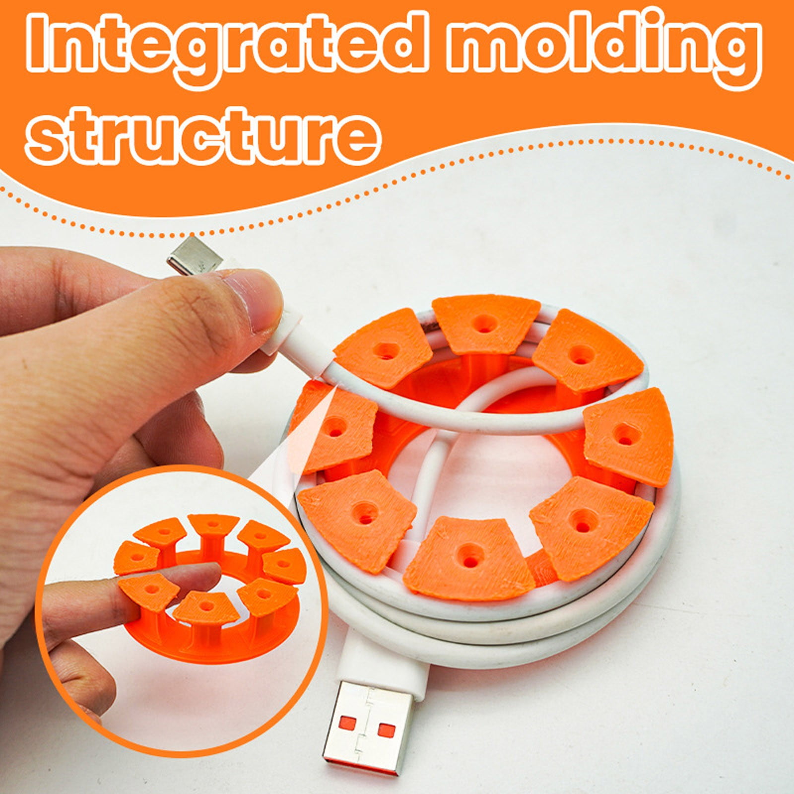 Orange Plastic Circular Cable Organizer - 2.55" Reusable Cord Winder ...
