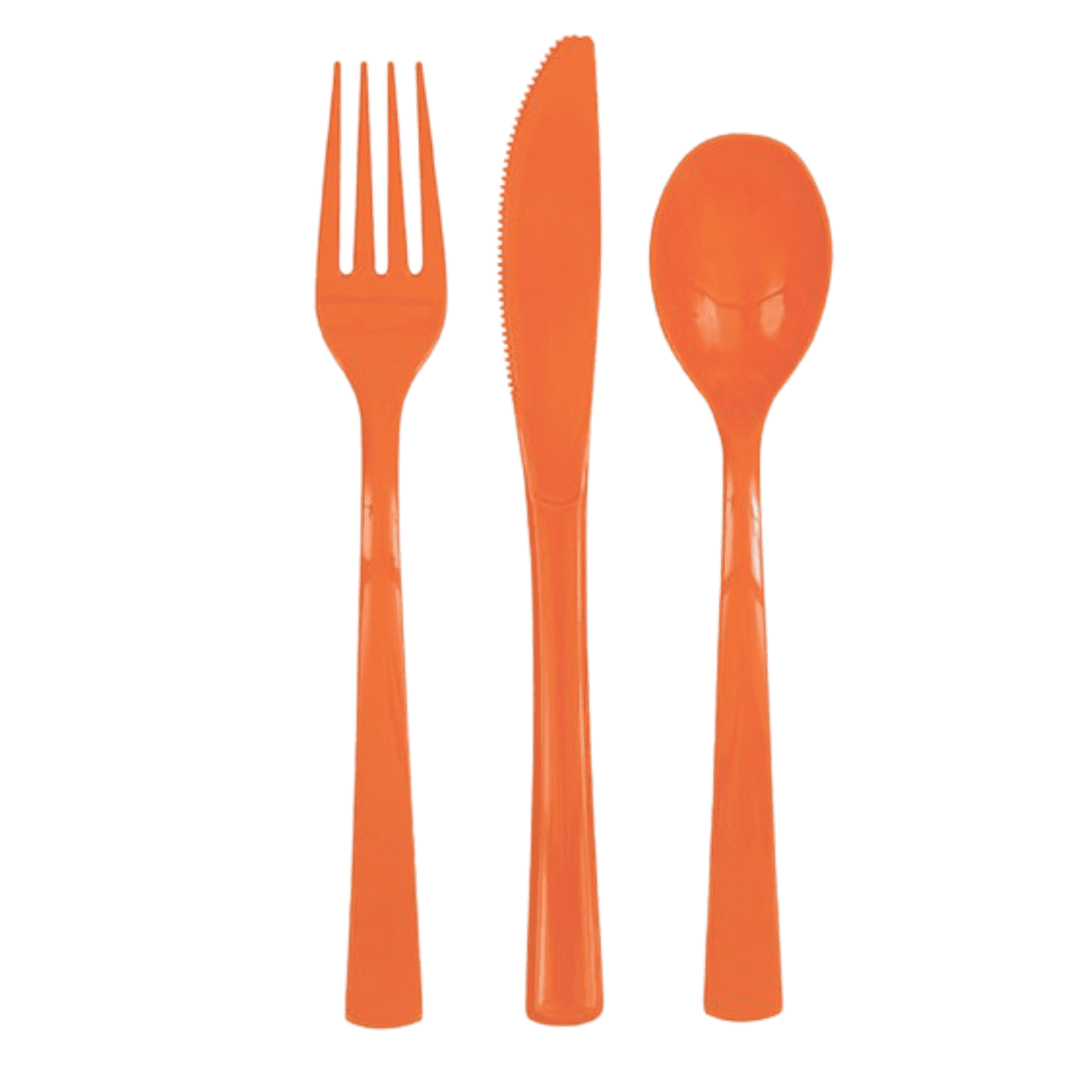 Orange Plastic Cutlery 96 pcs Set 32 Forks, 32 Spoons, 23 Knives, Heavy ...