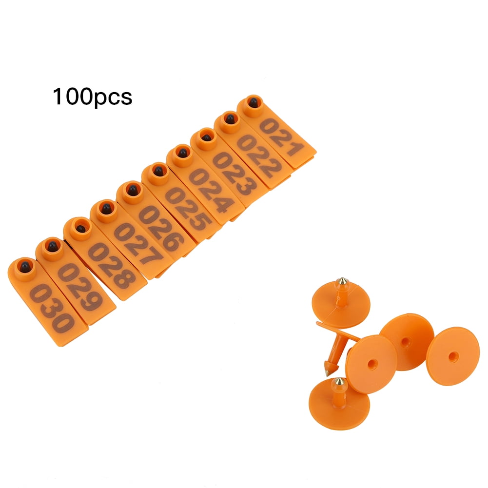 Orange Plastic Ear Tags for Livestock - Numbers 1-100, Suitable for ...