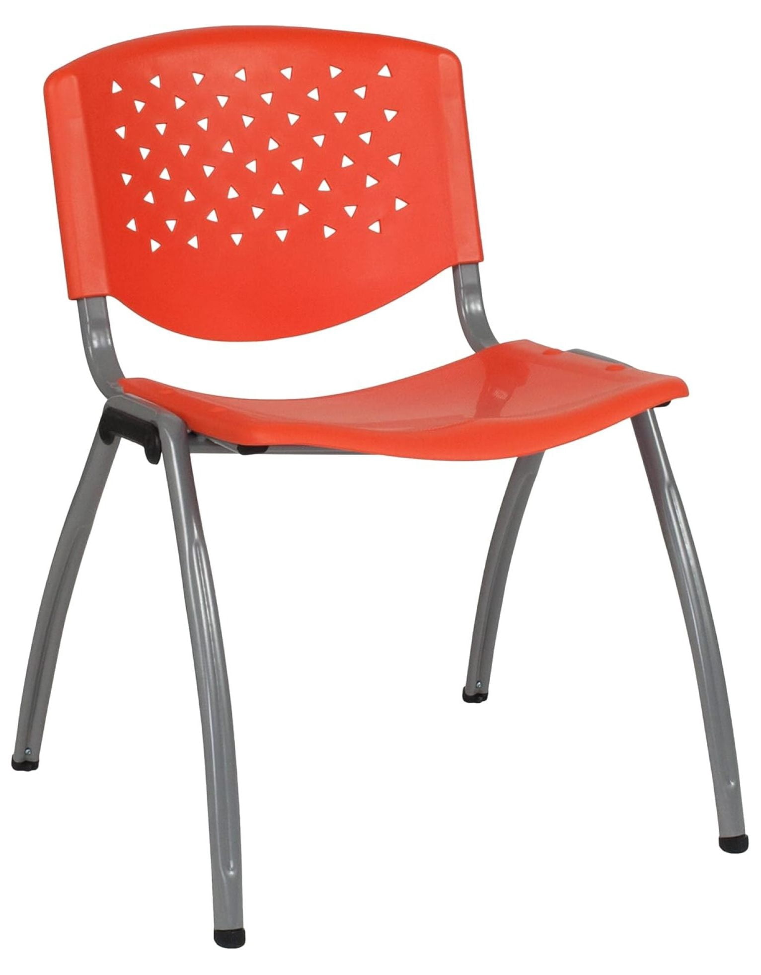 Orange Plastic Stack Chair with Perforated Back - Lightweight Durable ...