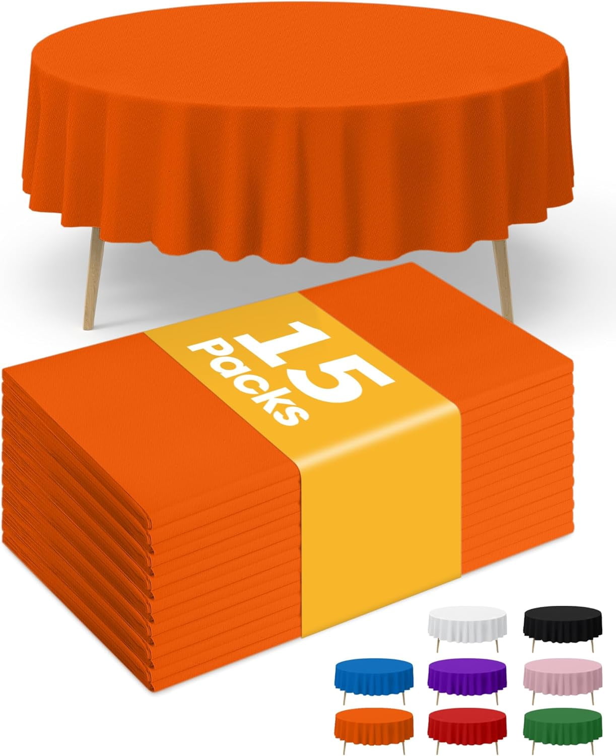 Orange Plastic Table Cloth Round Table 15 Pack, 84'' Tablecloth for ...