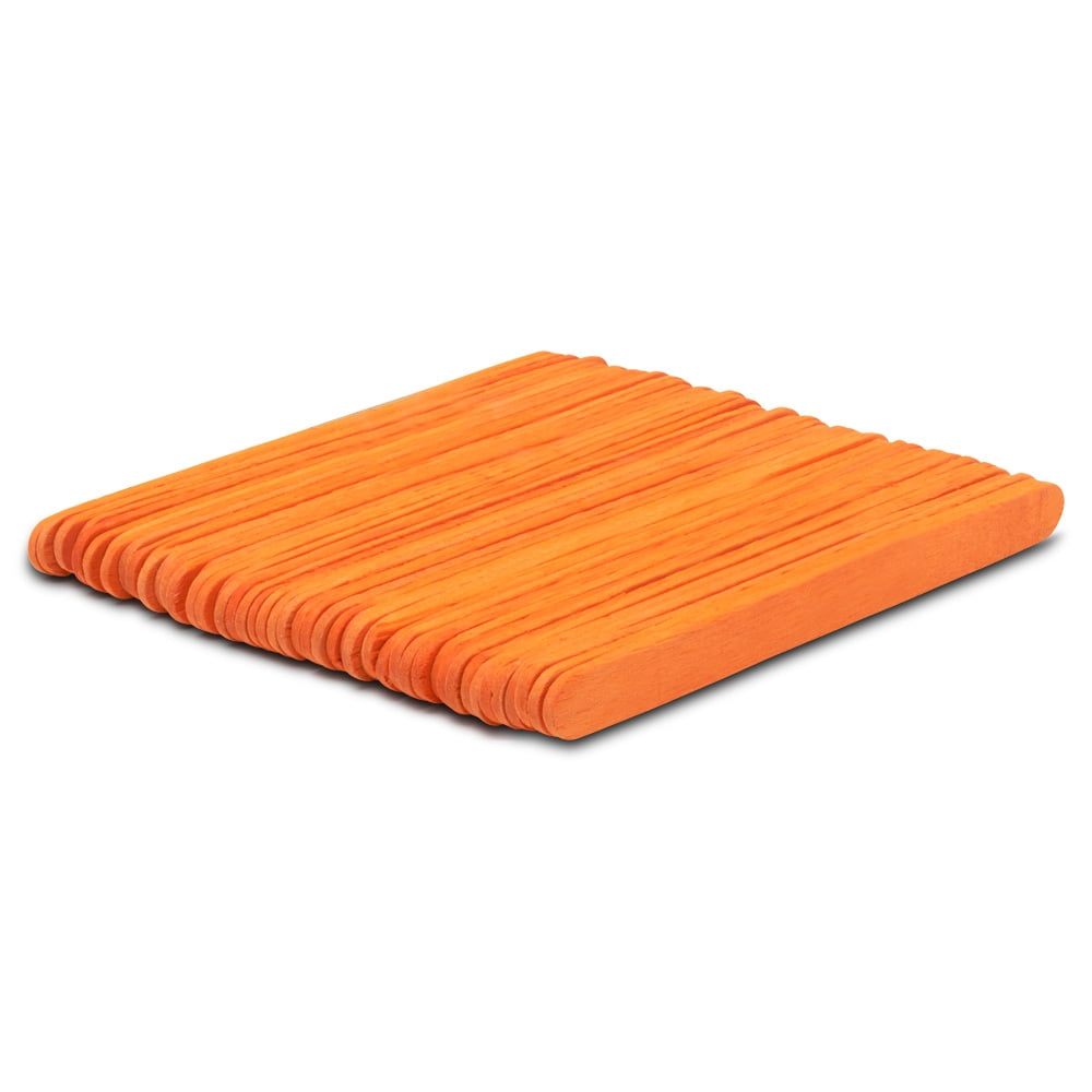 Orange Popsicle Sticks for Crafts 4-1/2 inch, Pack of 100 Craft Sticks ...