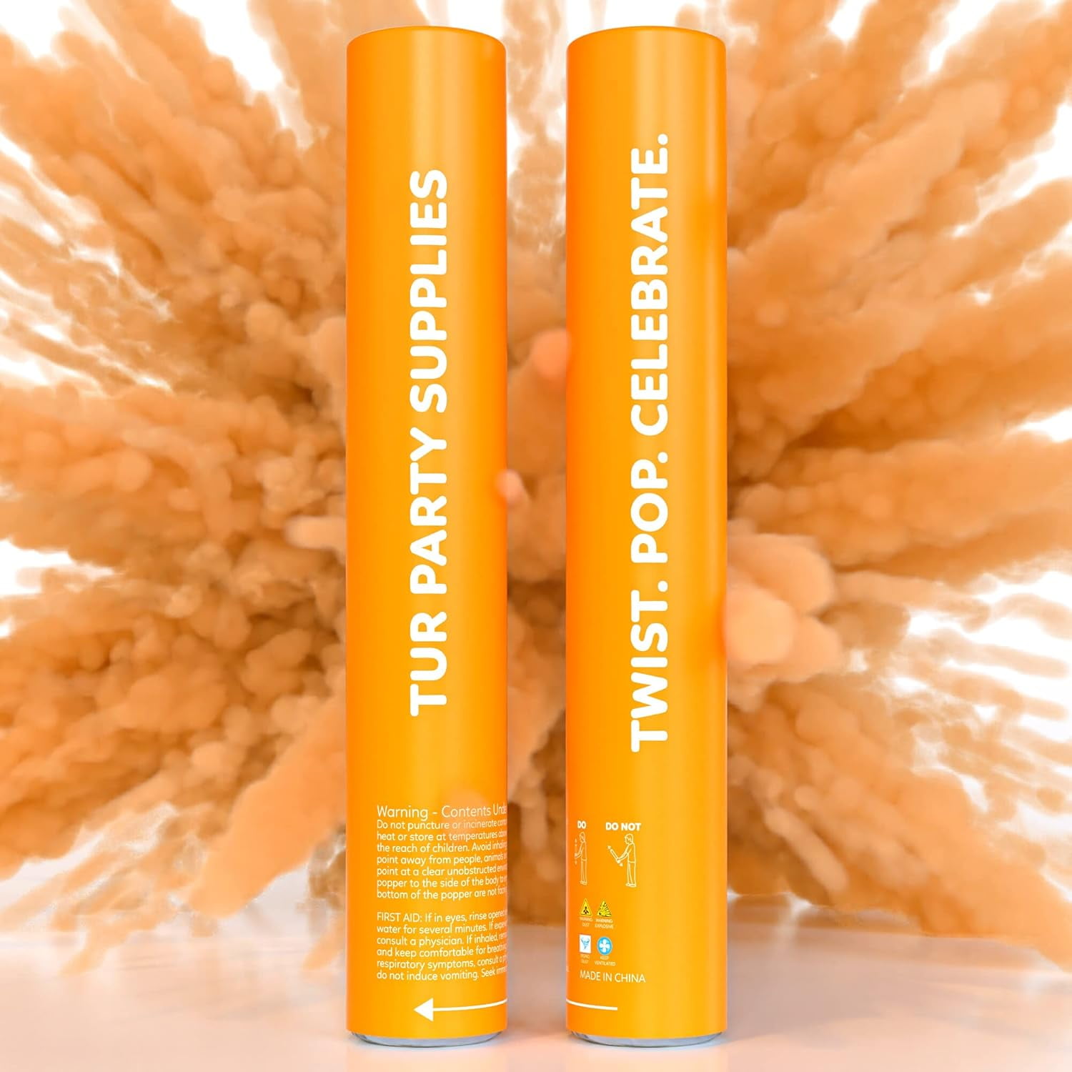 Orange Powder Cannons 2 Pack – 12 Inch Biodegradable Smoke Bomb Poppers ...
