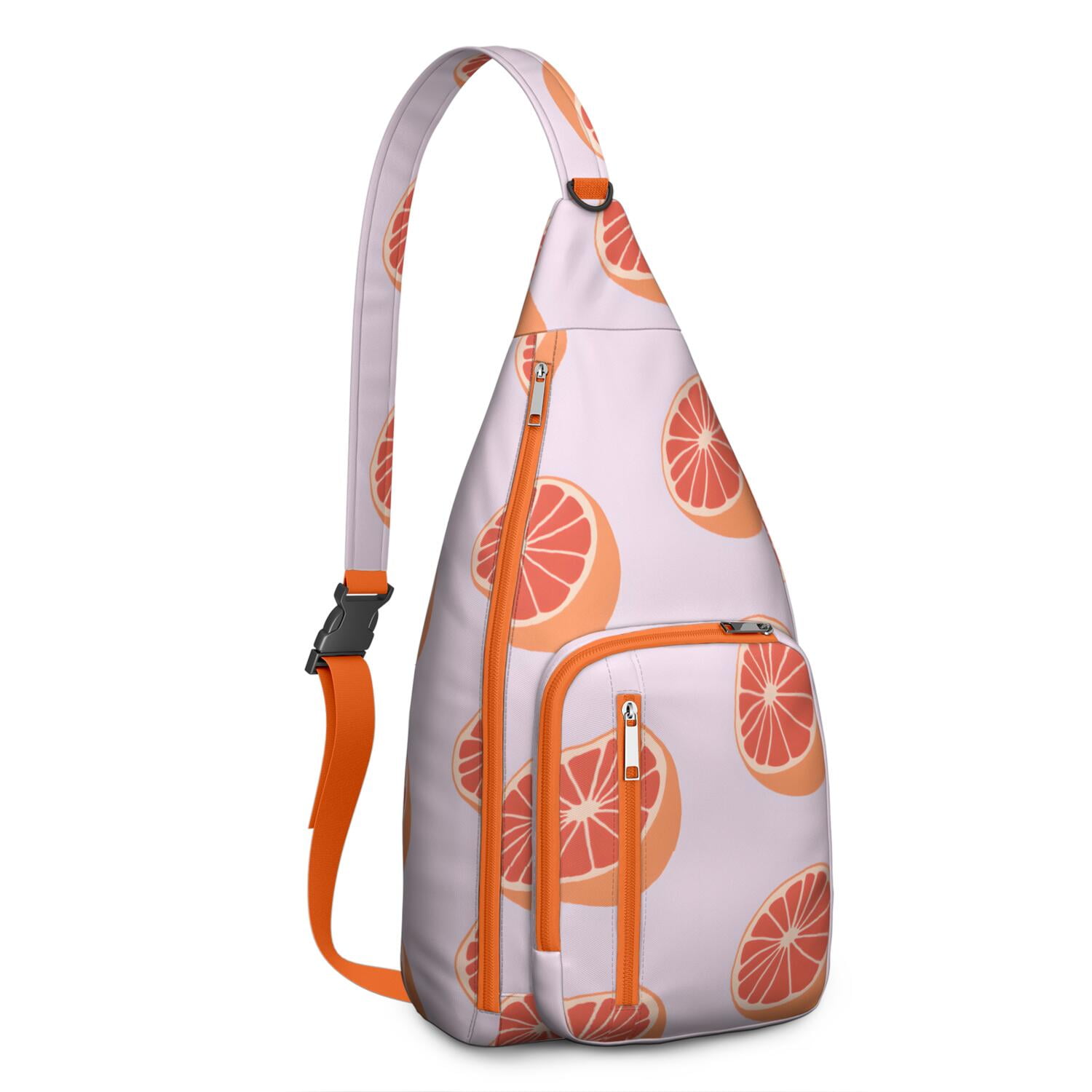 Orange Print Sling Backpack - Cute Kawaii Fruit Pattern Crossbody Bag ...