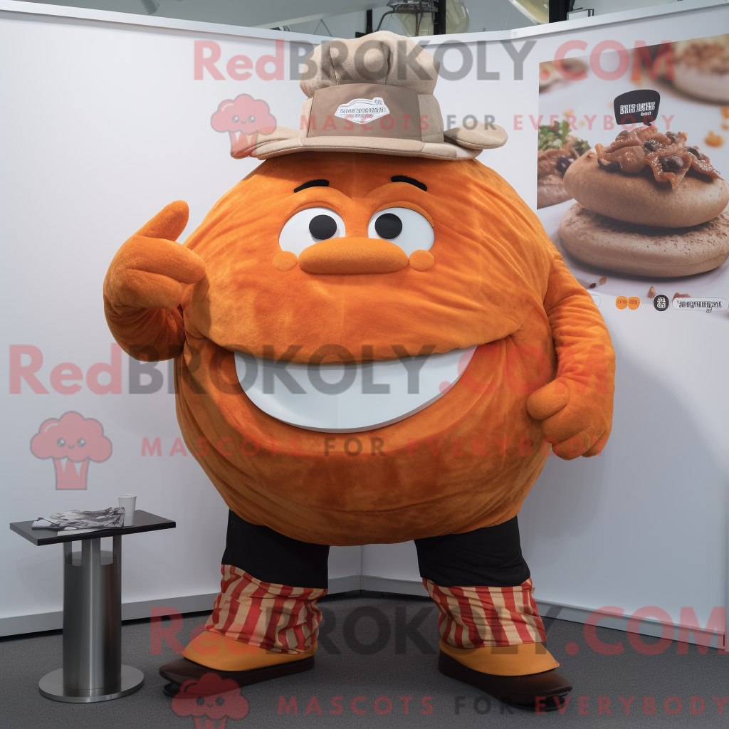 Orange Pulled Pork Sandwich REDBROKOLY mascot costume character dressed ...
