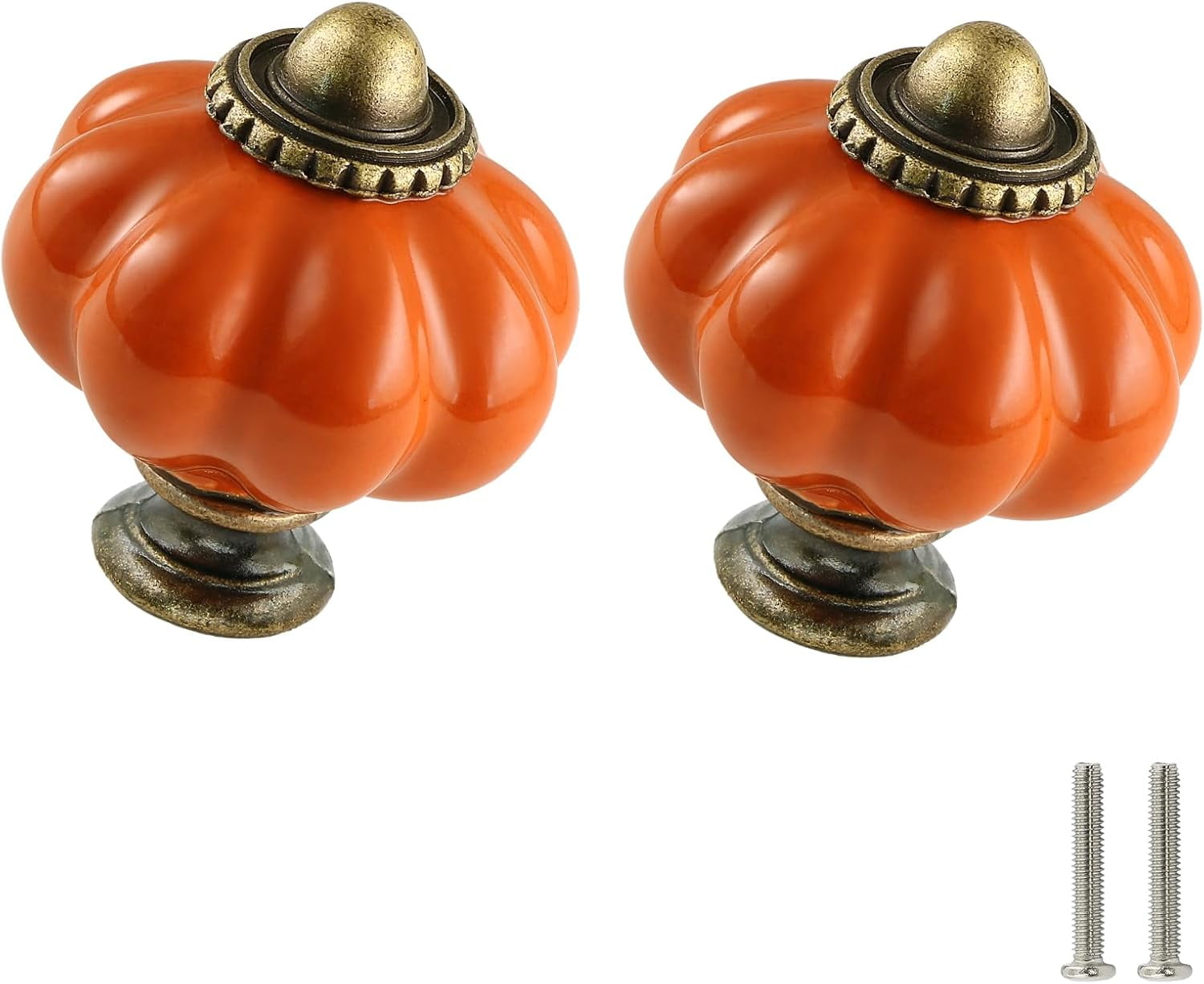 Orange Pumpkin Knobs 12 Pack Ceramic Cabinet Knobs Vintage Drawer Pulls ...