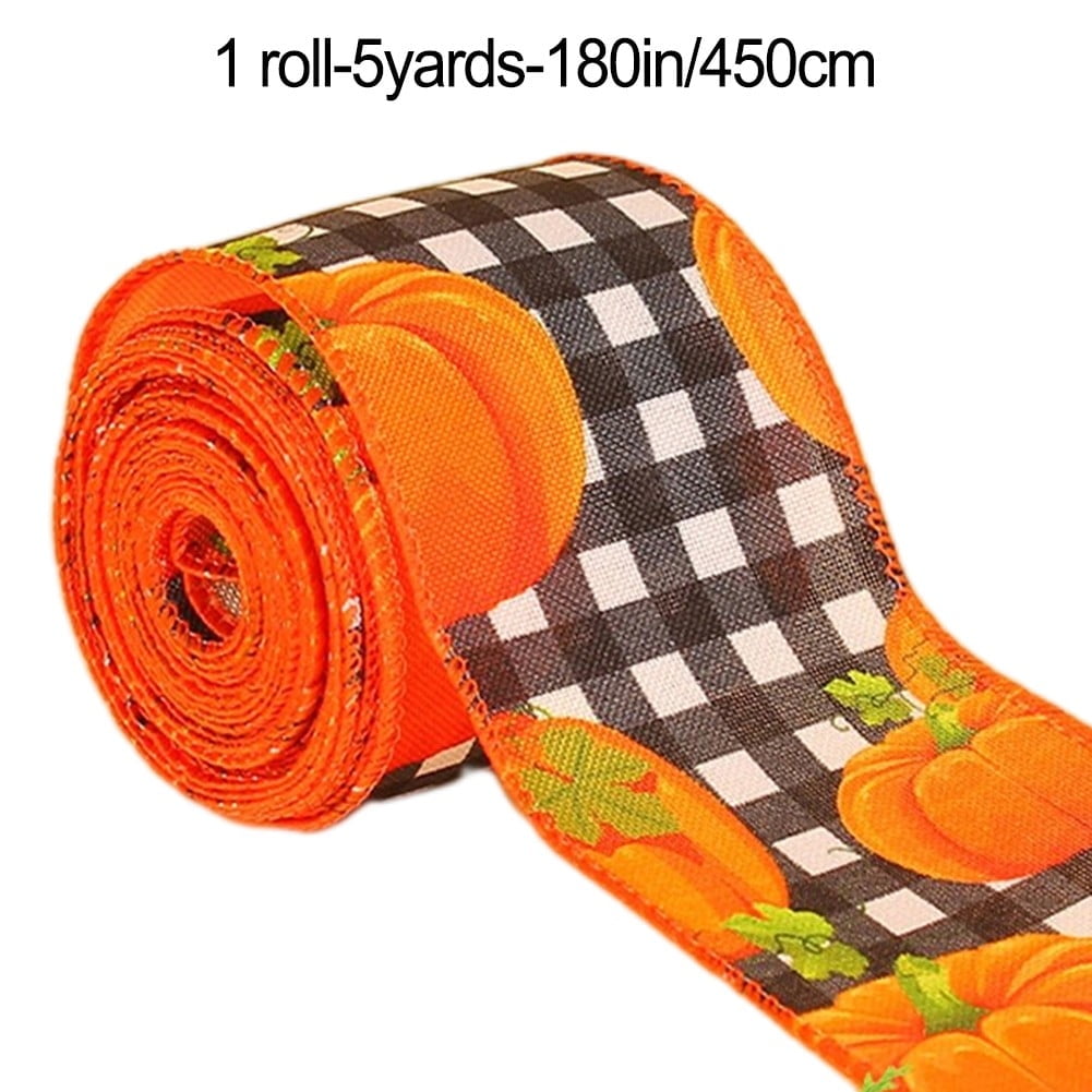 Orange Pumpkin Ribbon Autumn Harvest Overlock Ribbon 180 Inches of ...