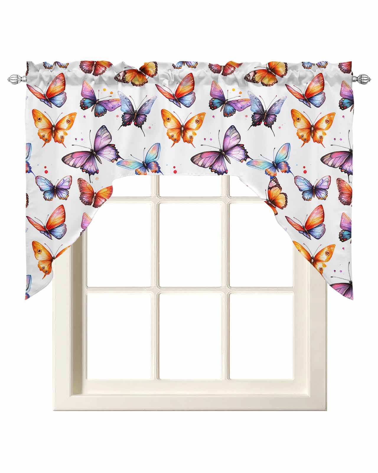 Orange Purple Butterfly Kitchen Swag Valances for Windows, Modern ...