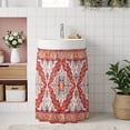 Orange Red Boho Small Cabinet Curtain 11''x13'', Vintage Flower Tribal ...