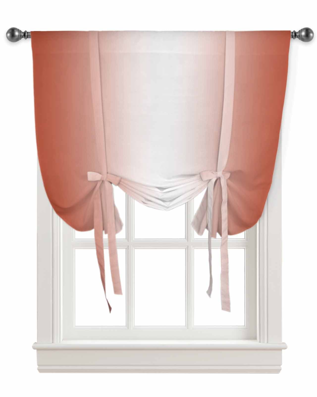 Orange Red White Ombre Tie Up Curtains for Kitchen Bathroom Bedroom ...