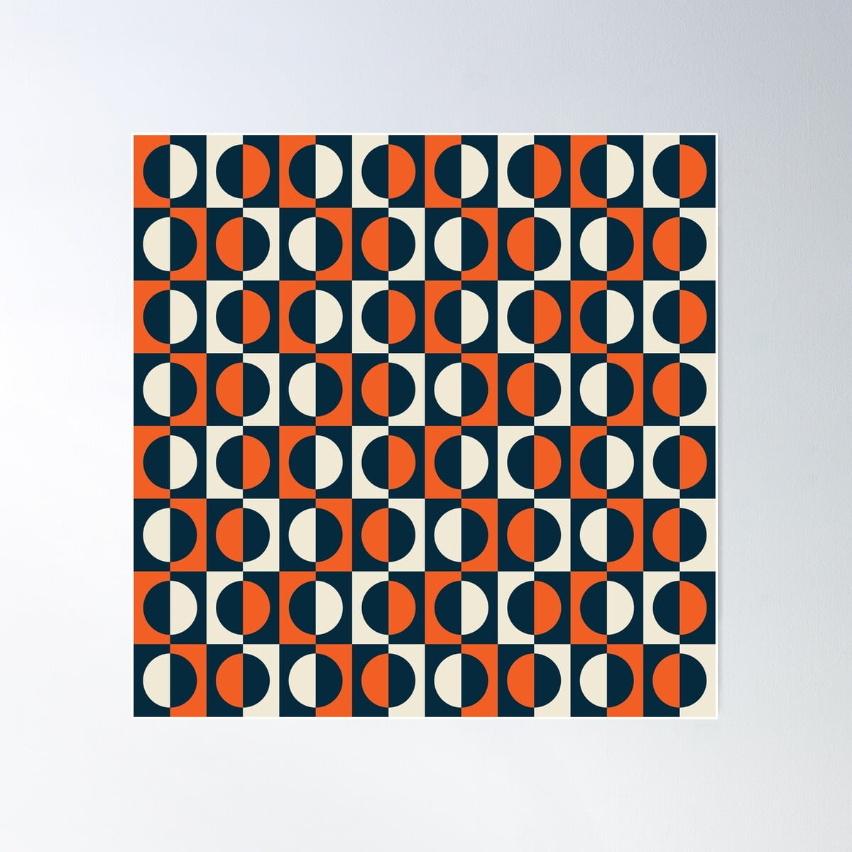 Orange Retro Pattern Poster Wall Art, Modern Wall Decor For Living Room ...