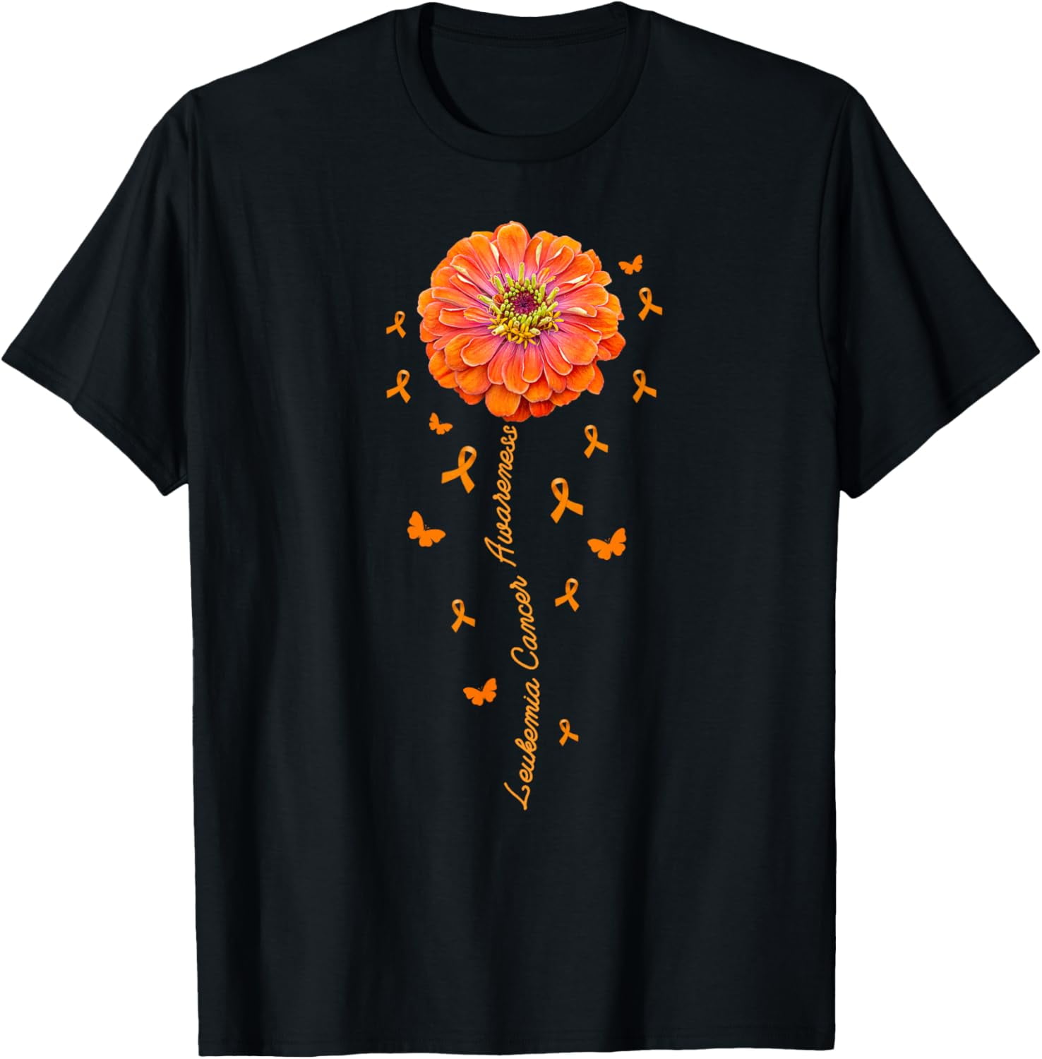t-shirt Orange Ribbon Flower Leukemia Awareness Blood Cancer - Women T ...