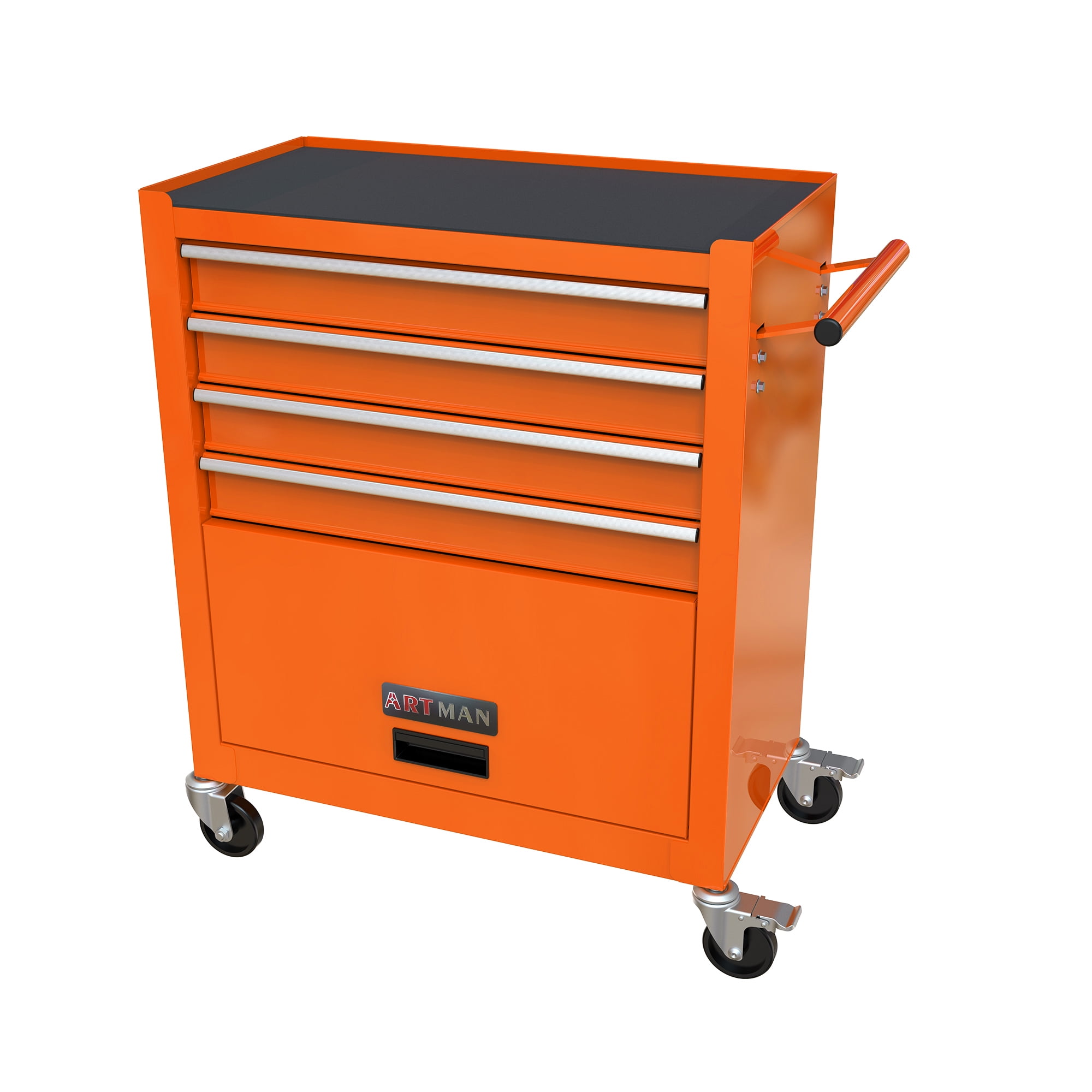 Orange Rolling Tool Cart - 4-Drawer Steel Tool Chest with Wheels, 24.25 ...