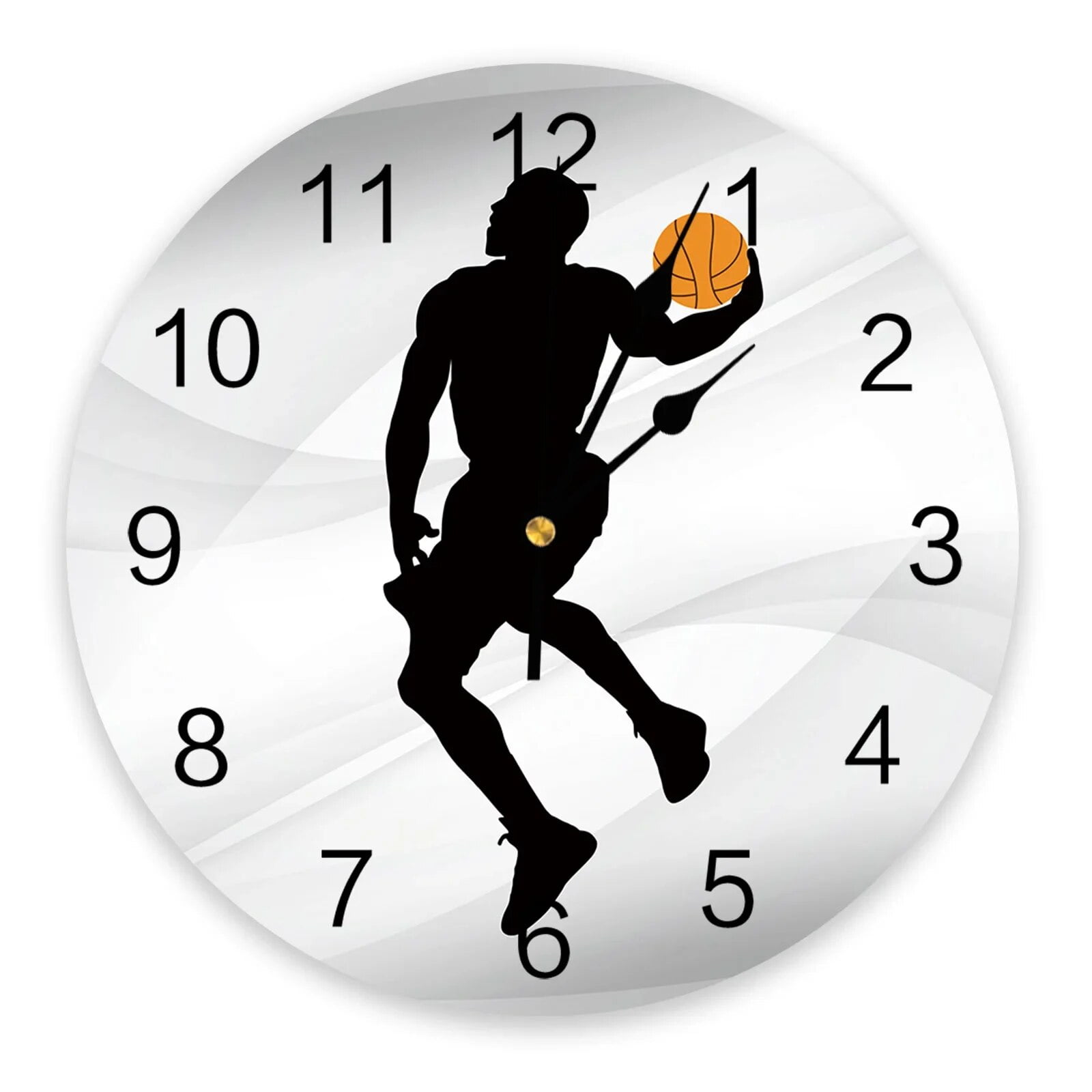 Orange Round Basketball Graffiti Sport Wall Clocks Silent Home Cafe ...
