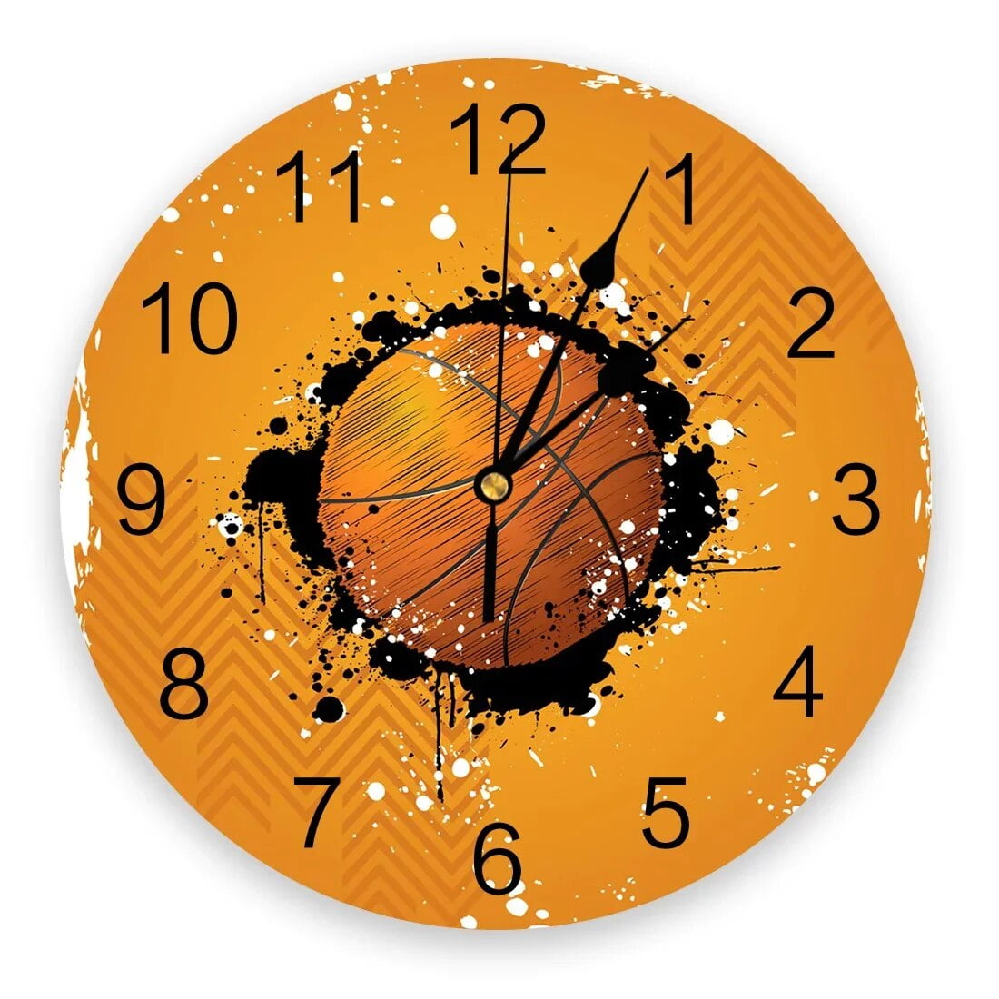 Orange Round Basketball Graffiti Sport Wall Clocks Silent Home Cafe ...