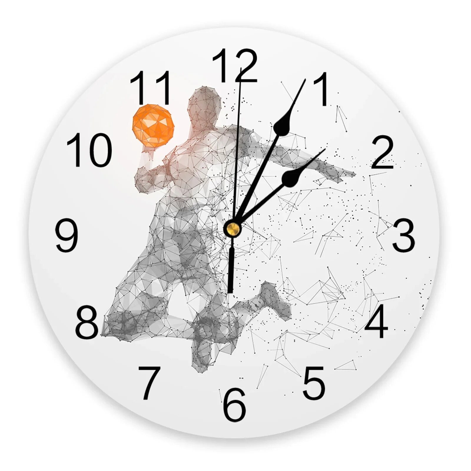 Orange Round Basketball Graffiti Sport Wall Clocks Silent Home Cafe ...