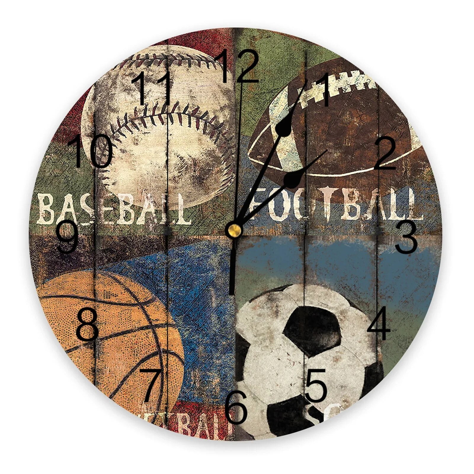 Orange Round Basketball Graffiti Sport Wall Clocks Silent Home Cafe ...