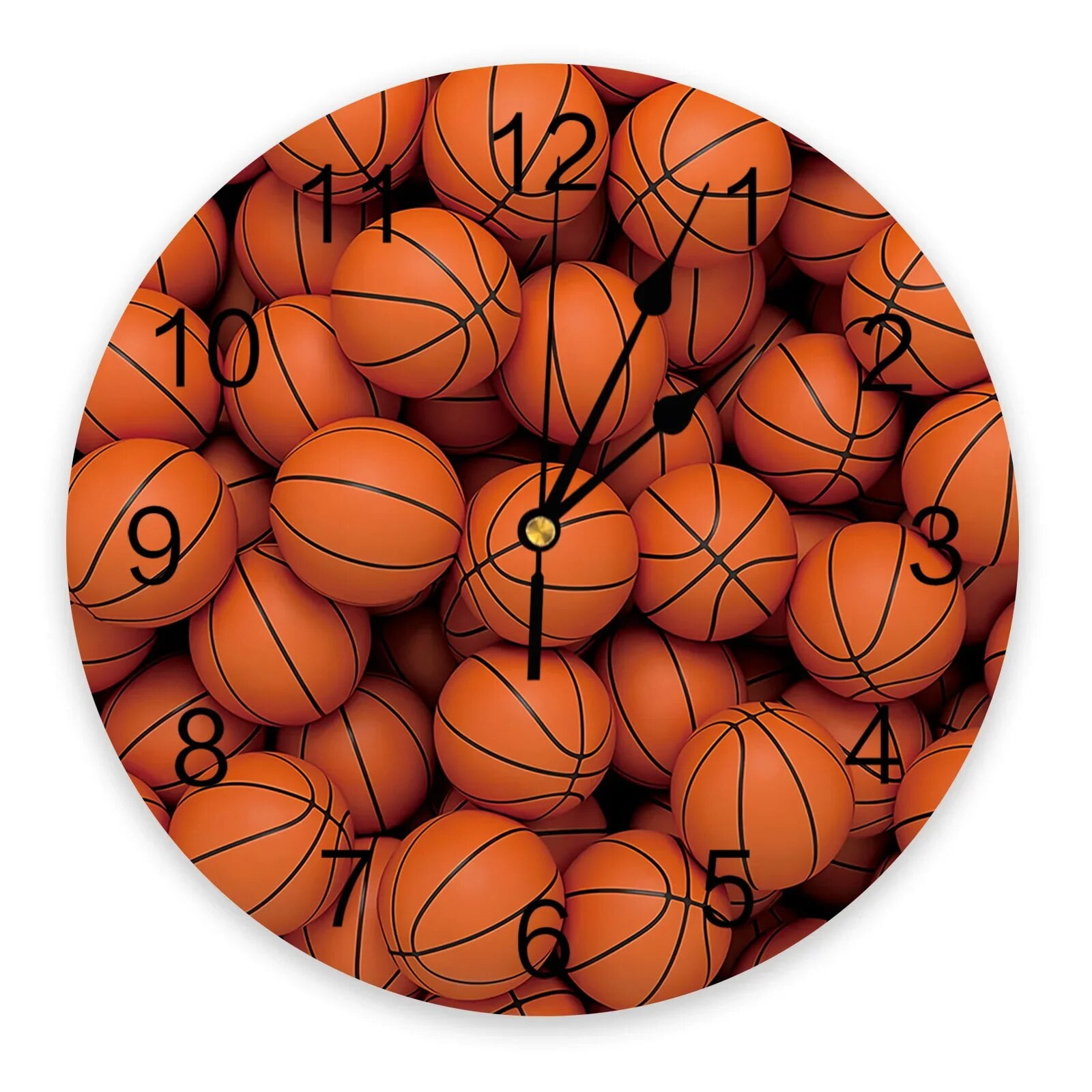 Orange Round Basketball Graffiti Sport Wall Clocks Silent Home Cafe ...