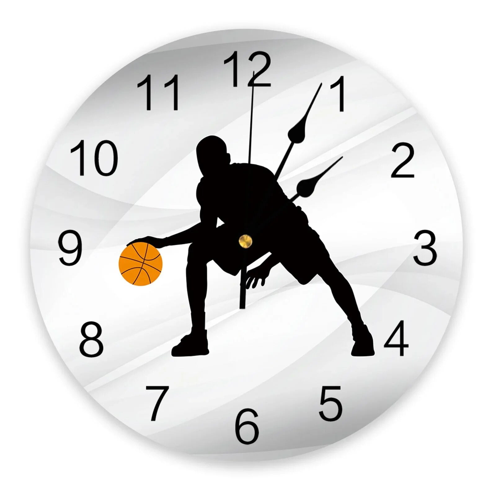 Orange Round Basketball Graffiti Sport Wall Clocks Silent Home Cafe ...