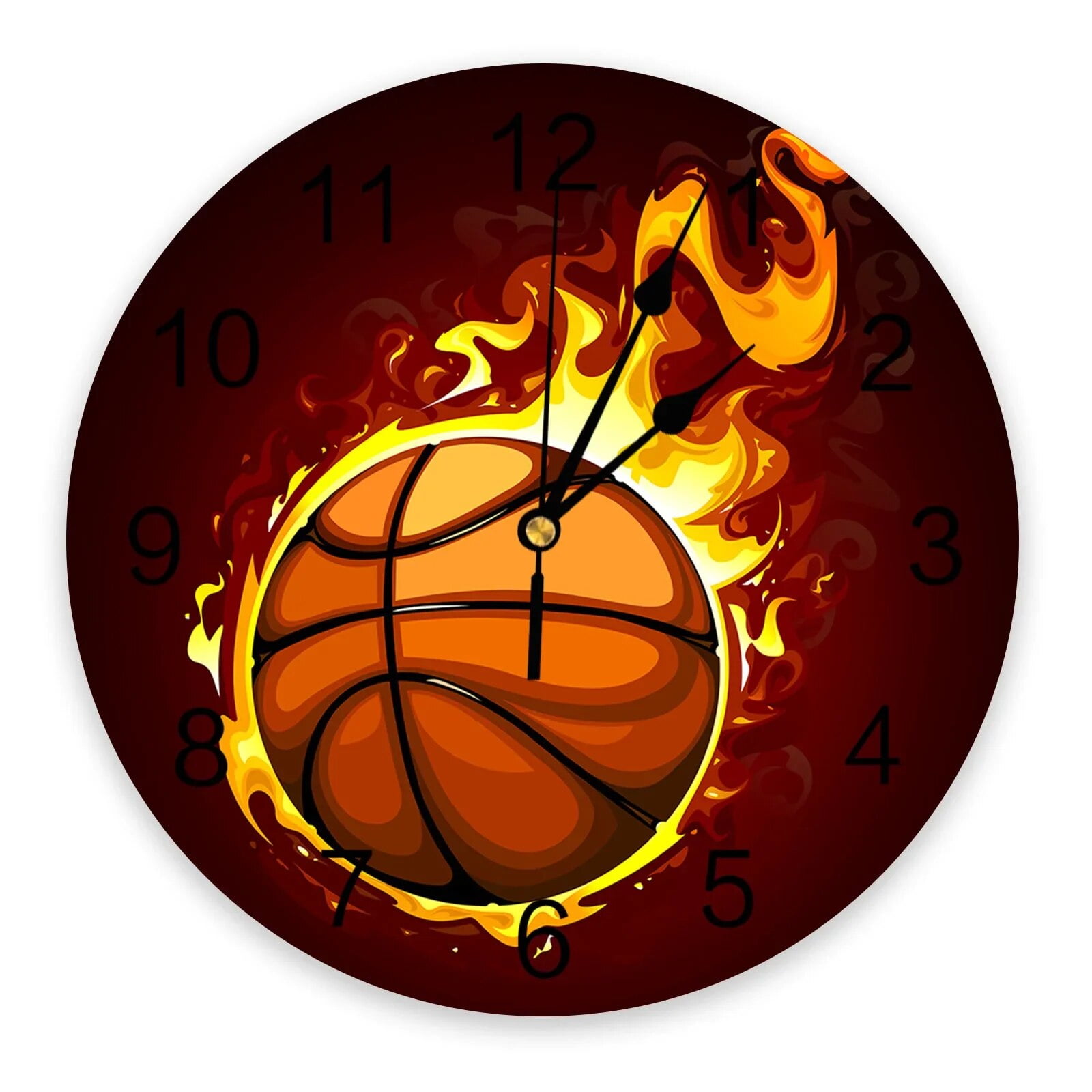 Orange Round Basketball Graffiti Sport Wall Clocks Silent Home Cafe ...
