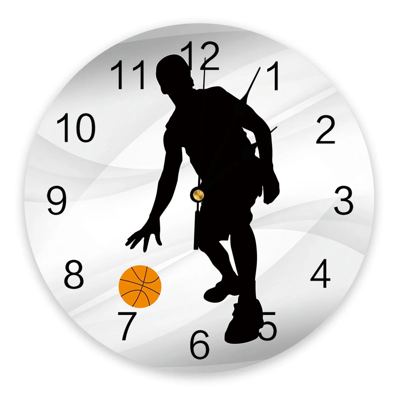 Orange Round Basketball Graffiti Sport Wall Clocks Silent Home Cafe ...