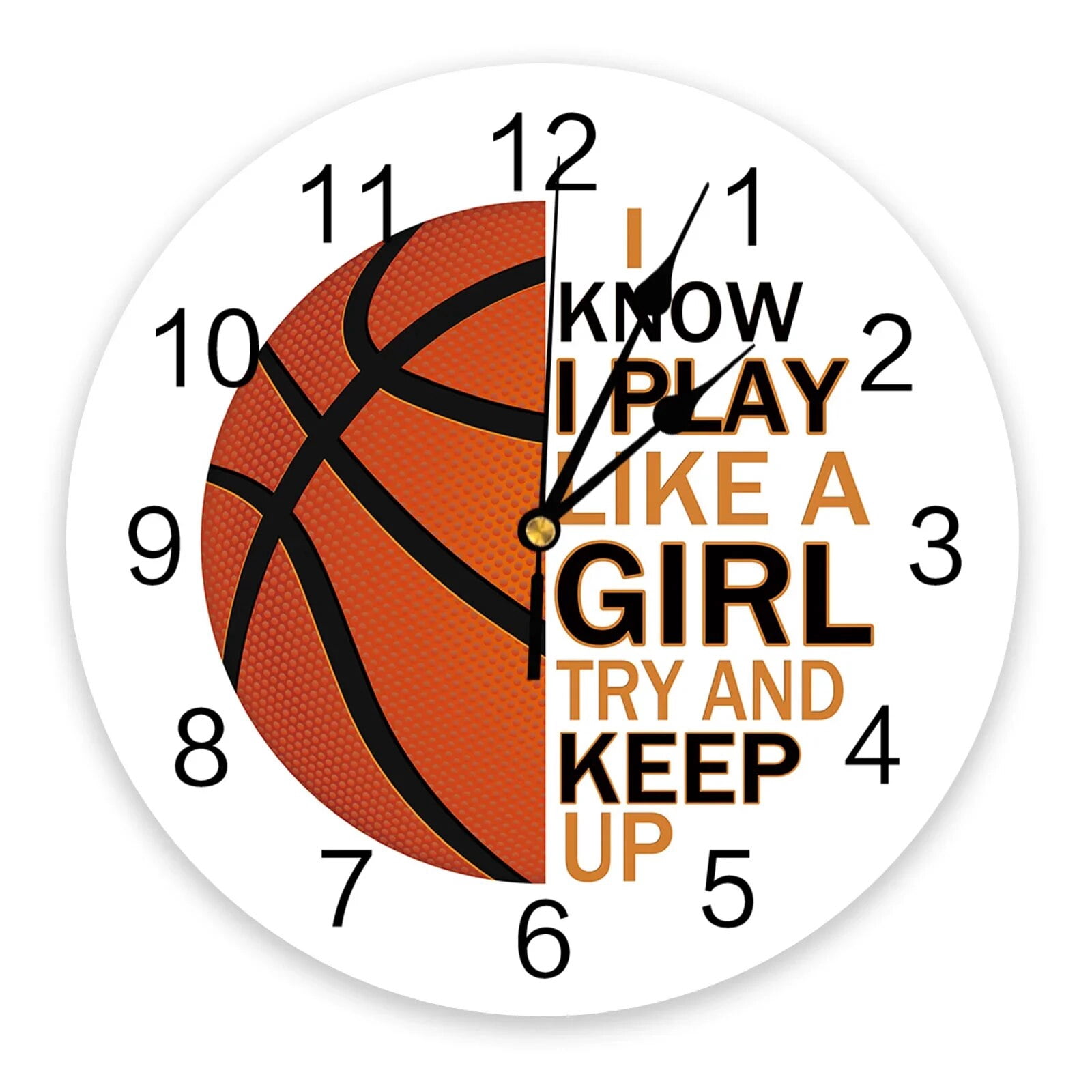 Orange Round Basketball Graffiti Sport Wall Clocks Silent Home Cafe ...