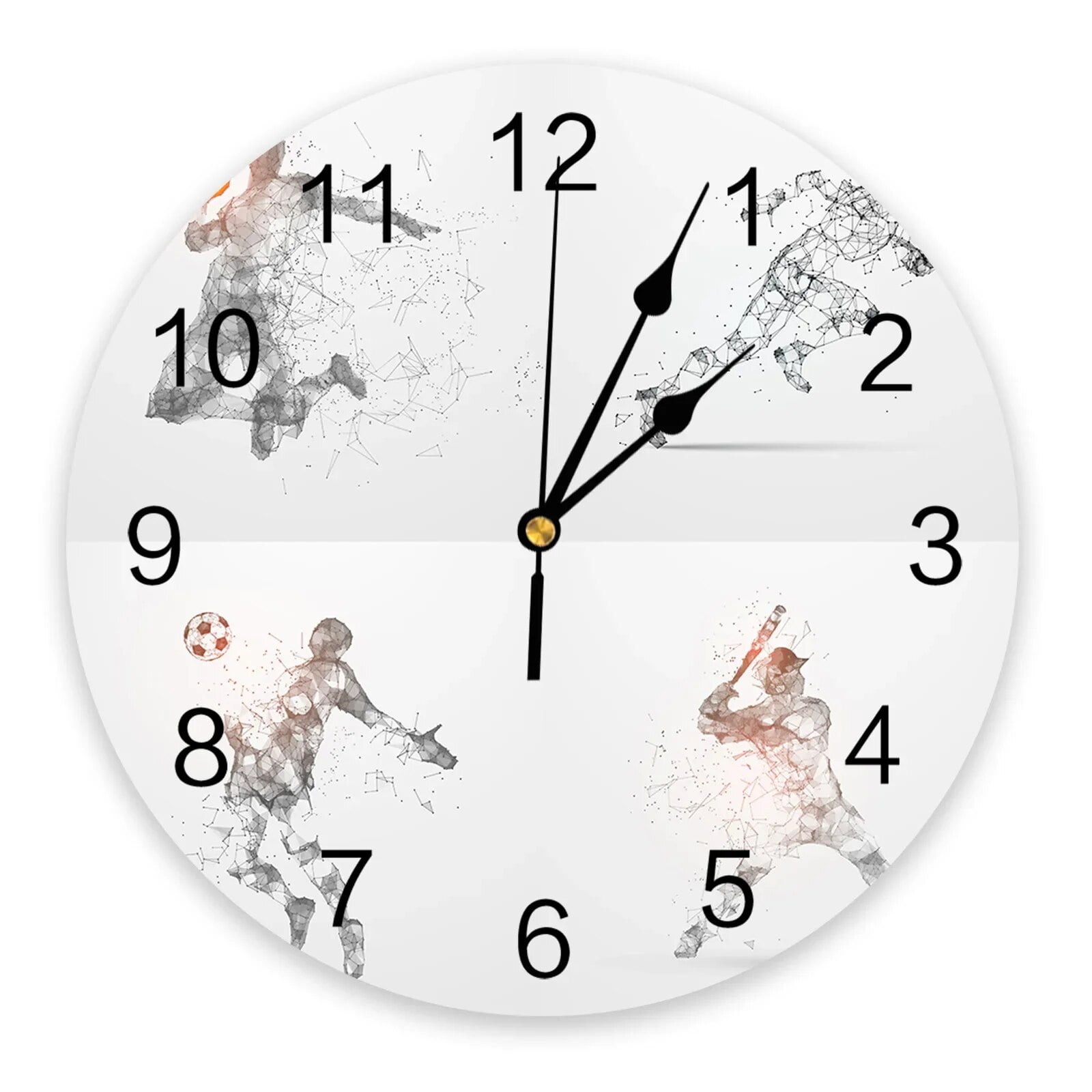 Orange Round Basketball Graffiti Sport Wall Clocks Silent Home Cafe ...