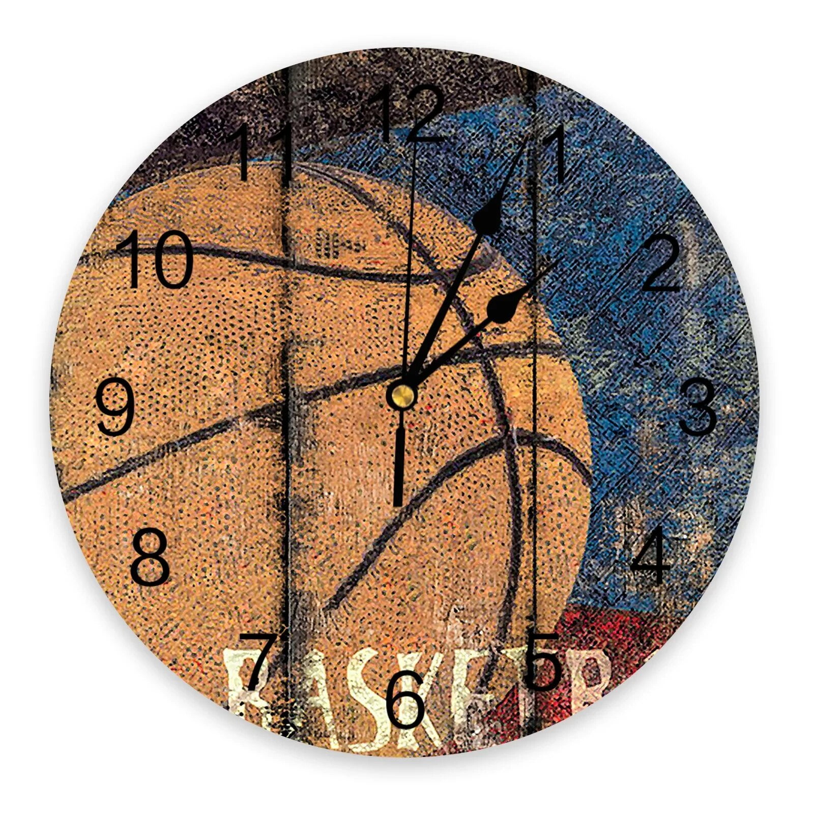 Orange Round Basketball Graffiti Sport Wall Clocks Silent Home Cafe ...