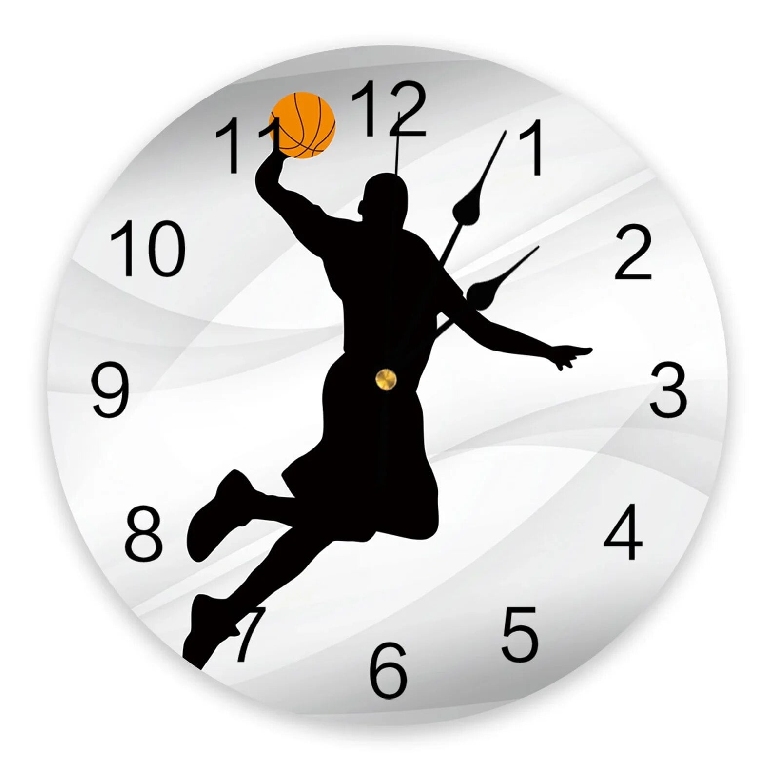 Orange Round Basketball Graffiti Sport Wall Clocks Silent Home Cafe ...