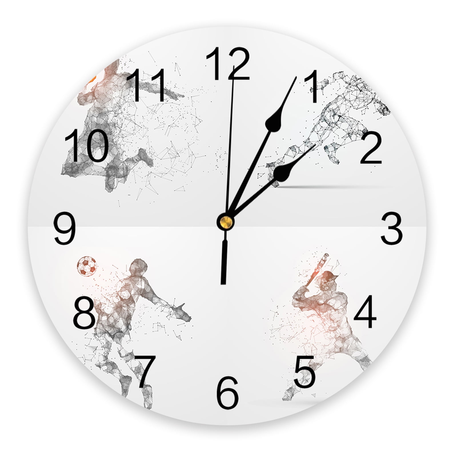 Orange Round Basketball Graffiti Sport Wall Clocks Silent Home Cafe ...