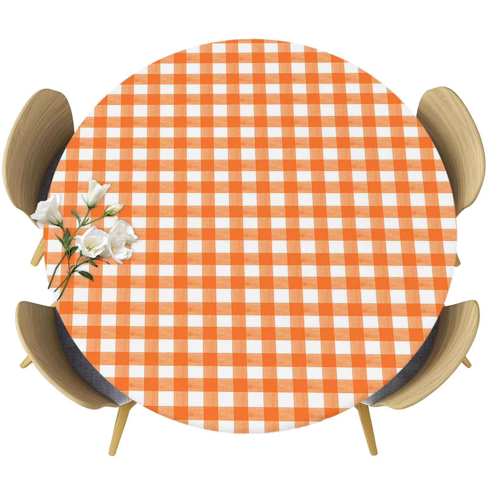 Orange Round Tablecloth 36-44 Inch Round Fitted Table Cloth with ...