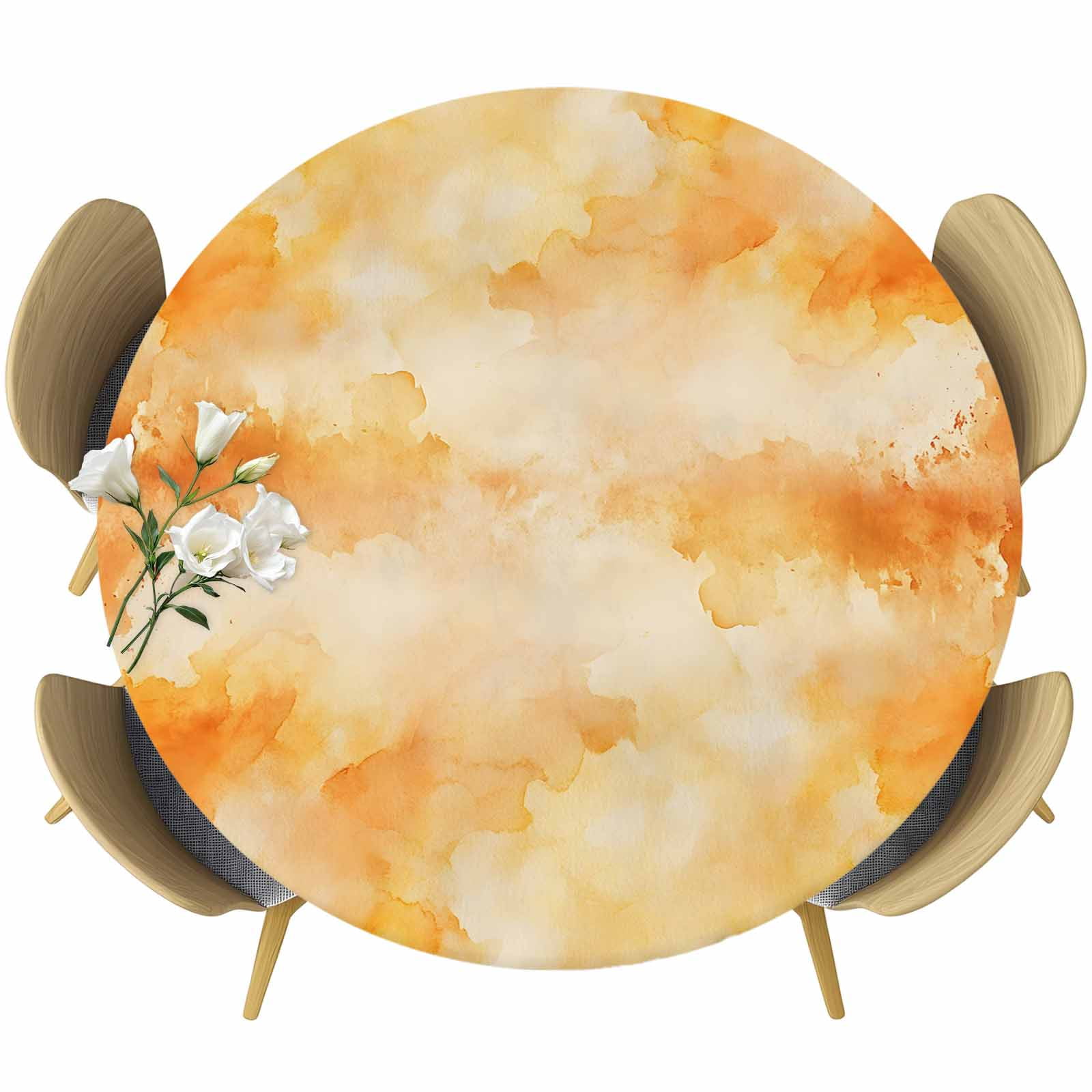 Orange Round Tablecloth 36-44 Inch Round Fitted Table Cloth with ...