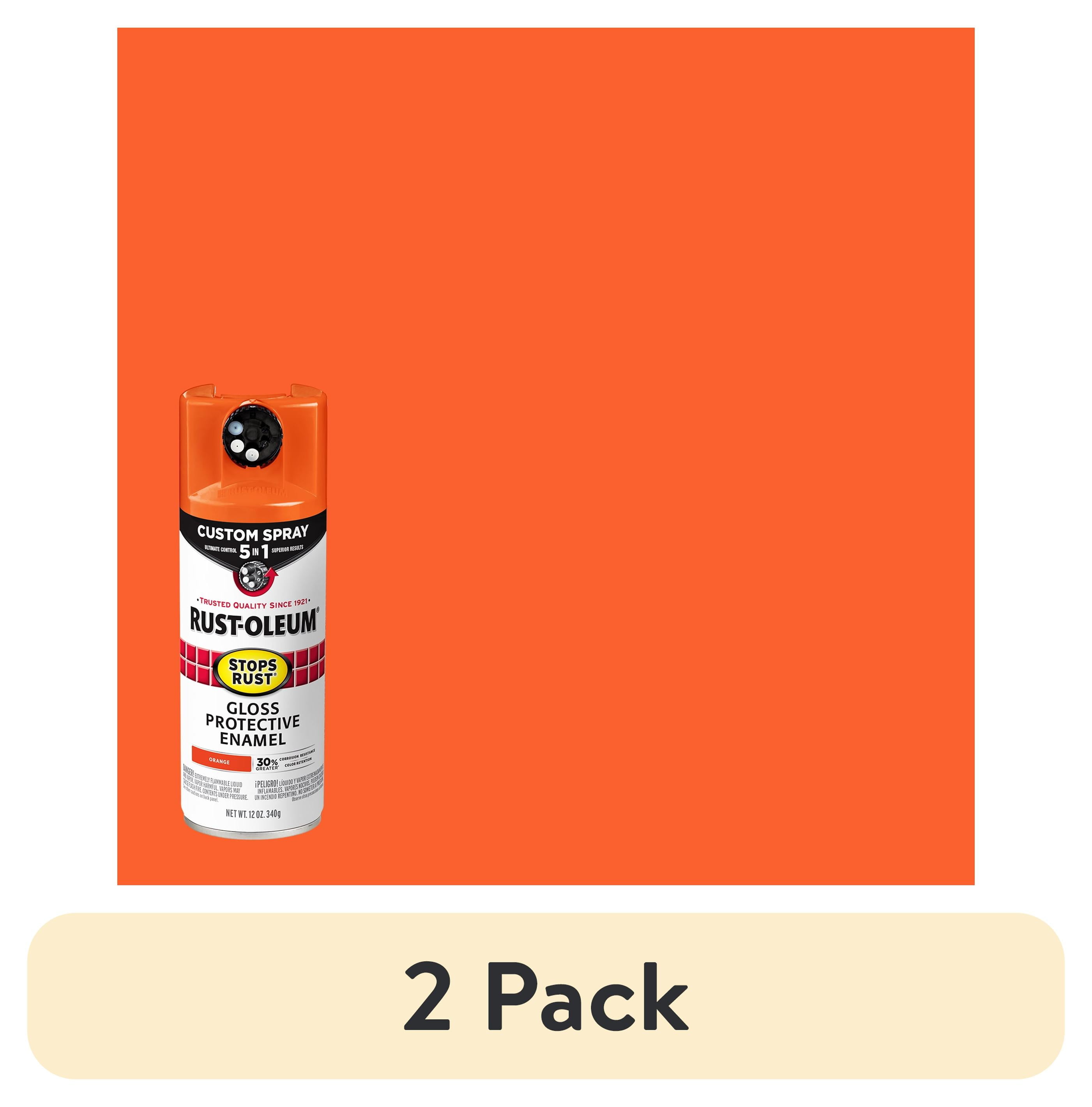 (2 pack) Orange, Rust-Oleum Stops Rust Custom Sprays 5 in 1 Gloss Spray ...