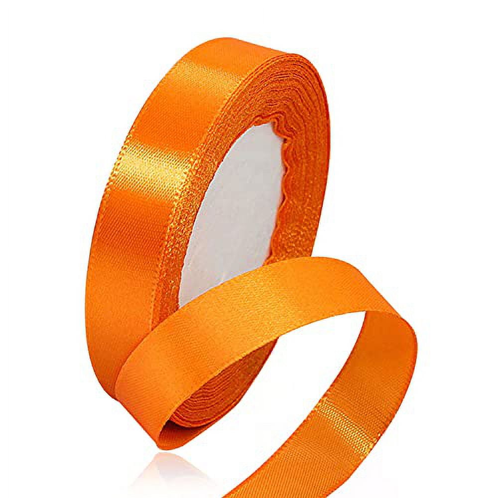 Orange Satin Ribbon 5/8 Inches x 25 Yards, Solid Color Fabric Ribbon ...