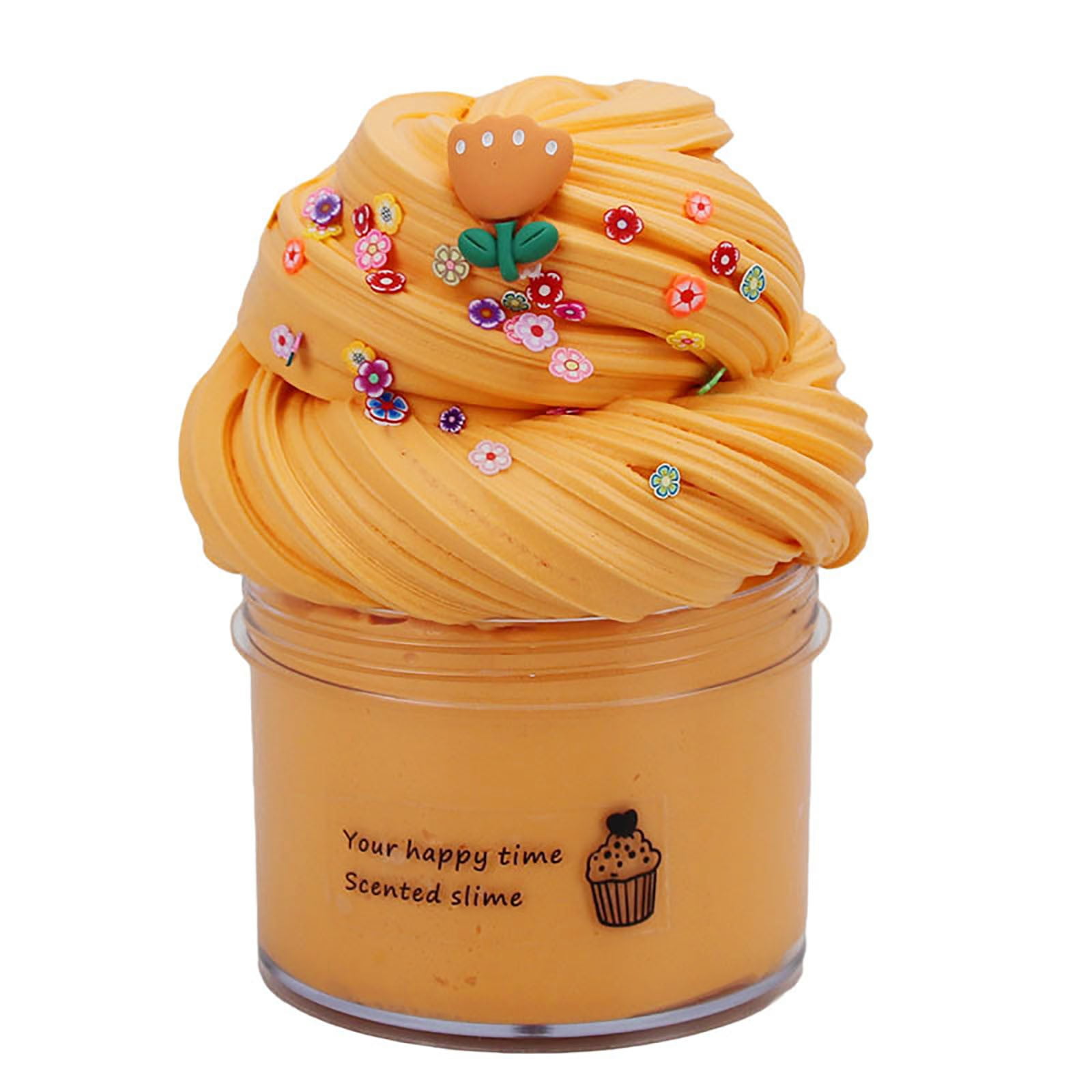 Orange Scented Slime Cupcake Toy with Colorful Flowers - Floral ...