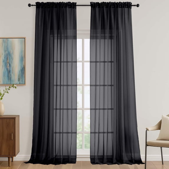 Orange Sheer Curtains 36 Inch Short Kitchen Window Treatment, Solid ...