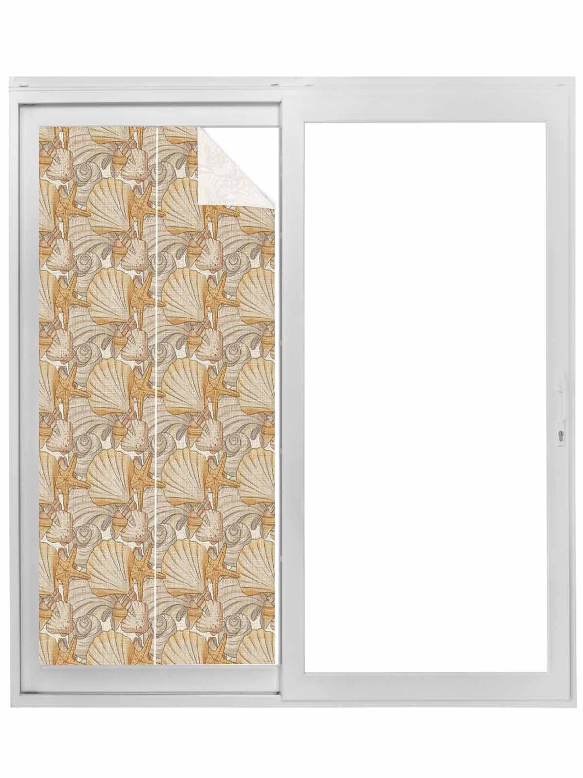 Orange Shell Coastal Window Privacy Film, Vintage Ocean Starfish ...
