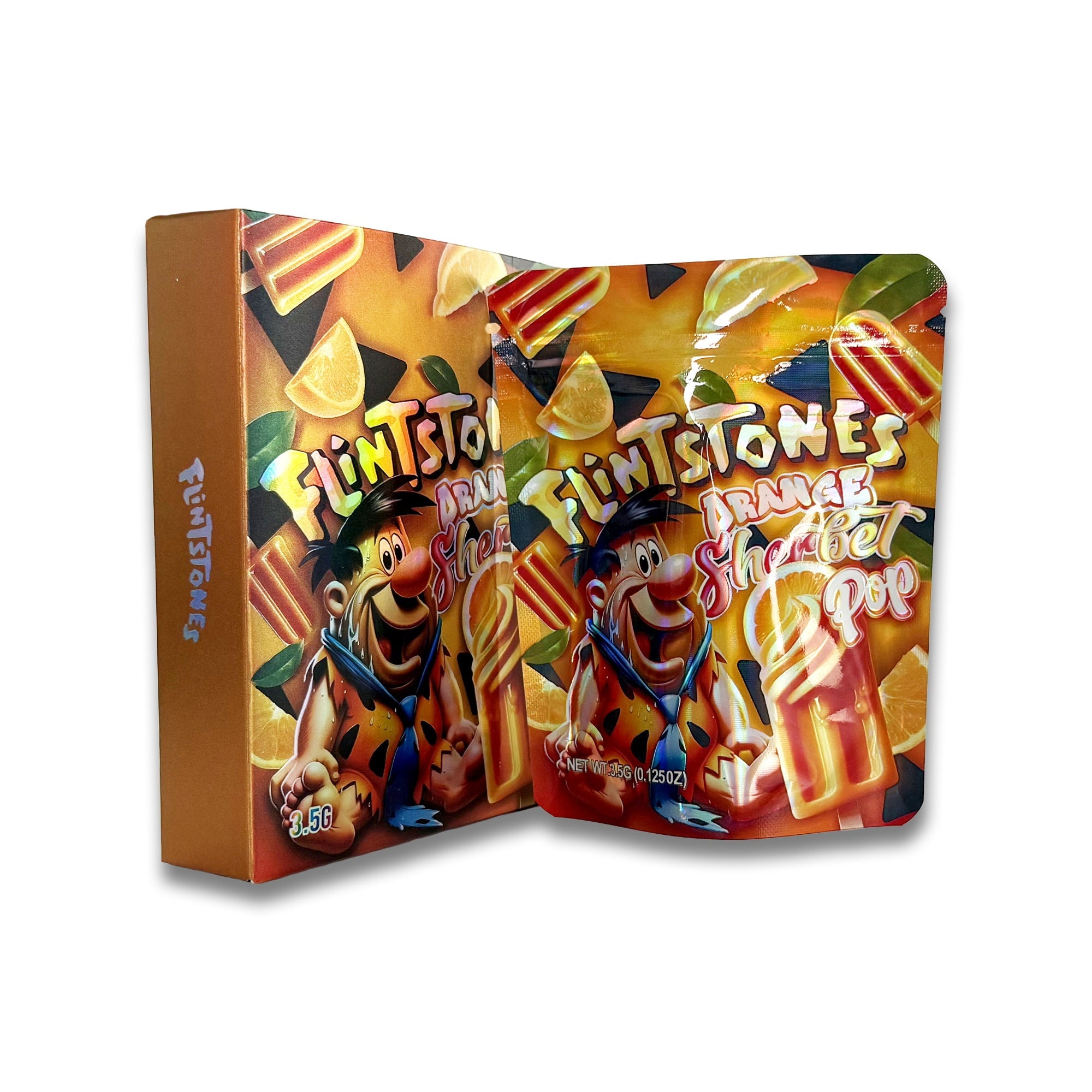 Orange Sherbet Pop 3.5g Mylar Bags + Boxes 100pc, Resealable ...