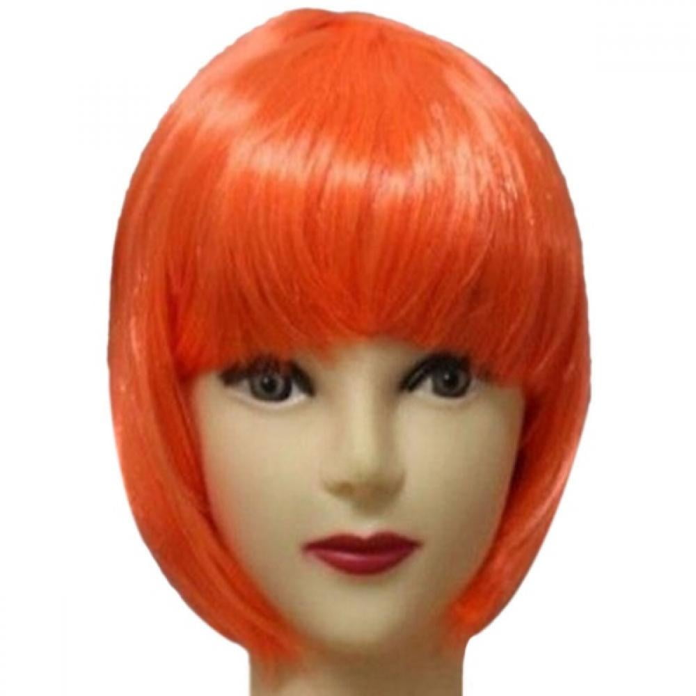 Orange Short Bob Wig with bangs Orange Colorful Wig for Women Cosplay ...