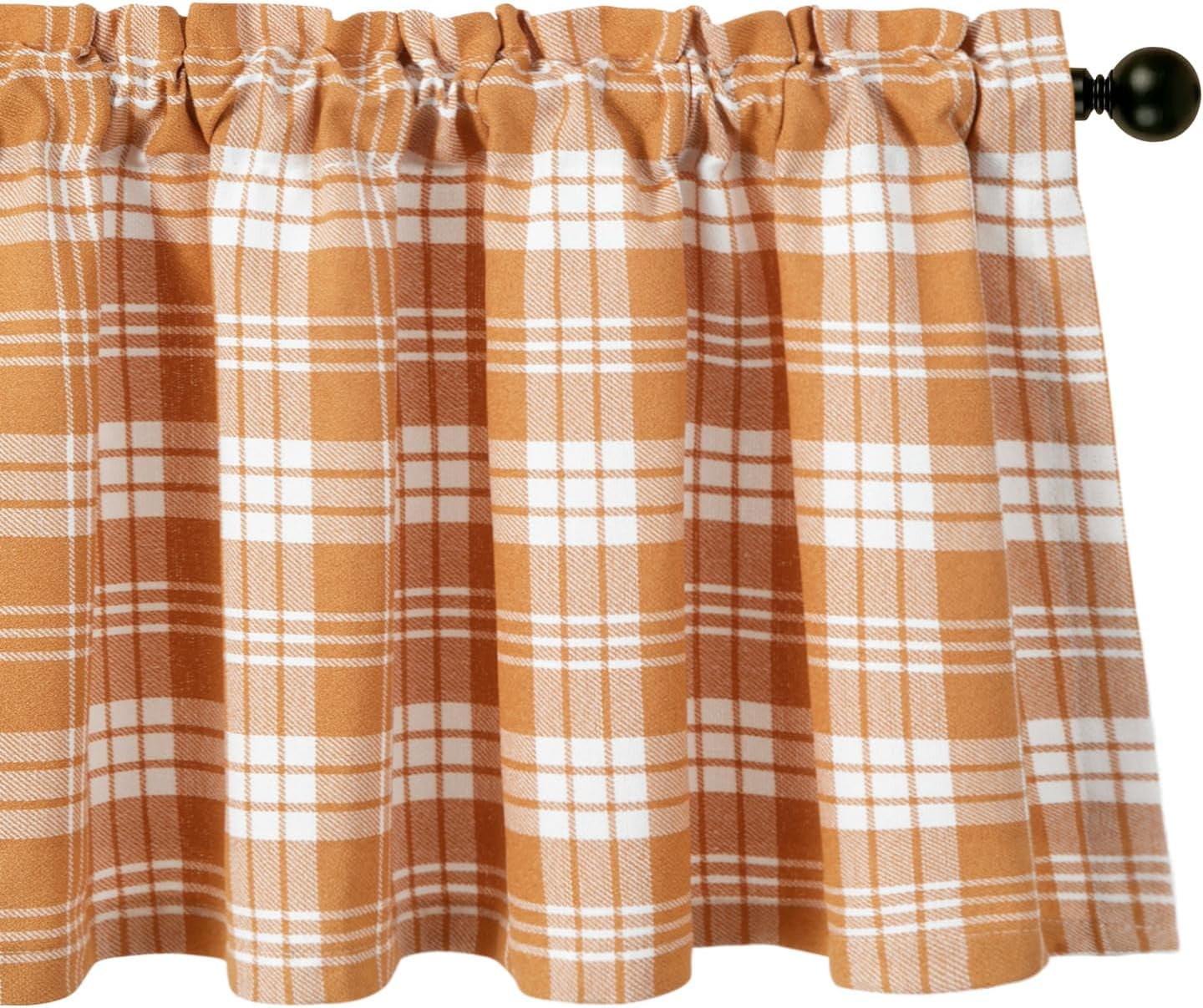 Orange Simple Style Valances for Kitchen Window, Retro Buffalo Plaids ...