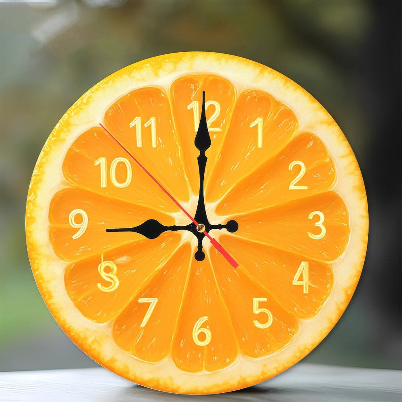 Orange Slice Clock Wall Decor Home Office 10-Inch Silent Wooden Wall ...
