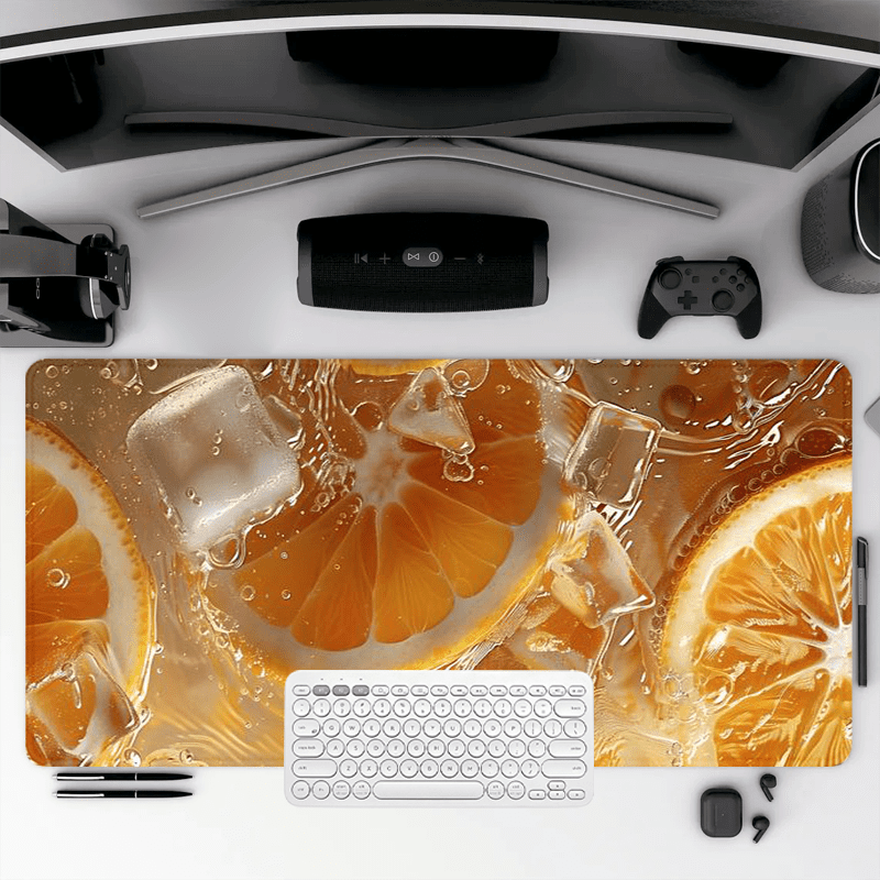 Orange Slice Ice Tea Mouse Pad 35.4 x 15.8 inches Rubber Desk Mat with ...